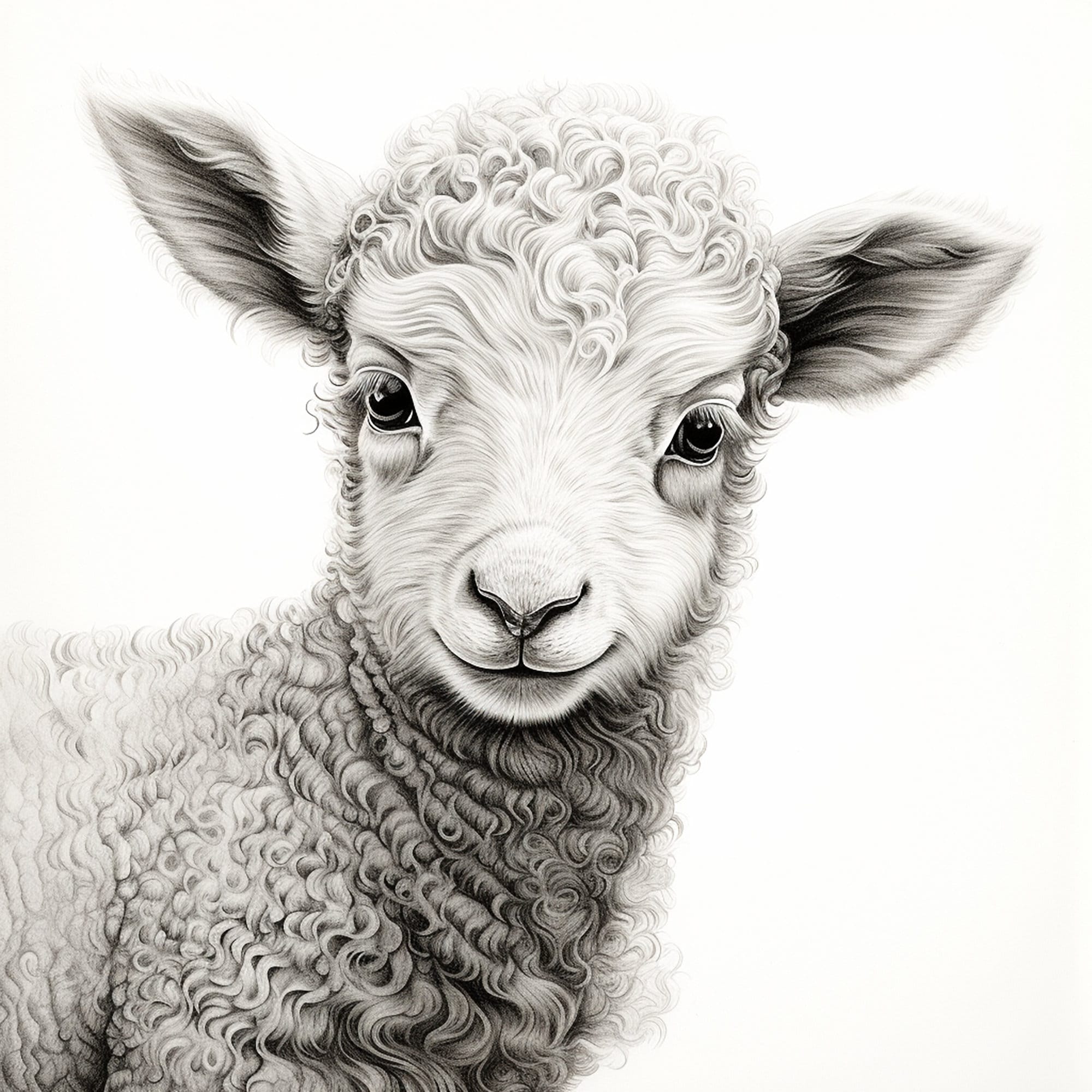 Baby Lamb Realistic Portrait, Printable Commercial Farm Animal Image ...