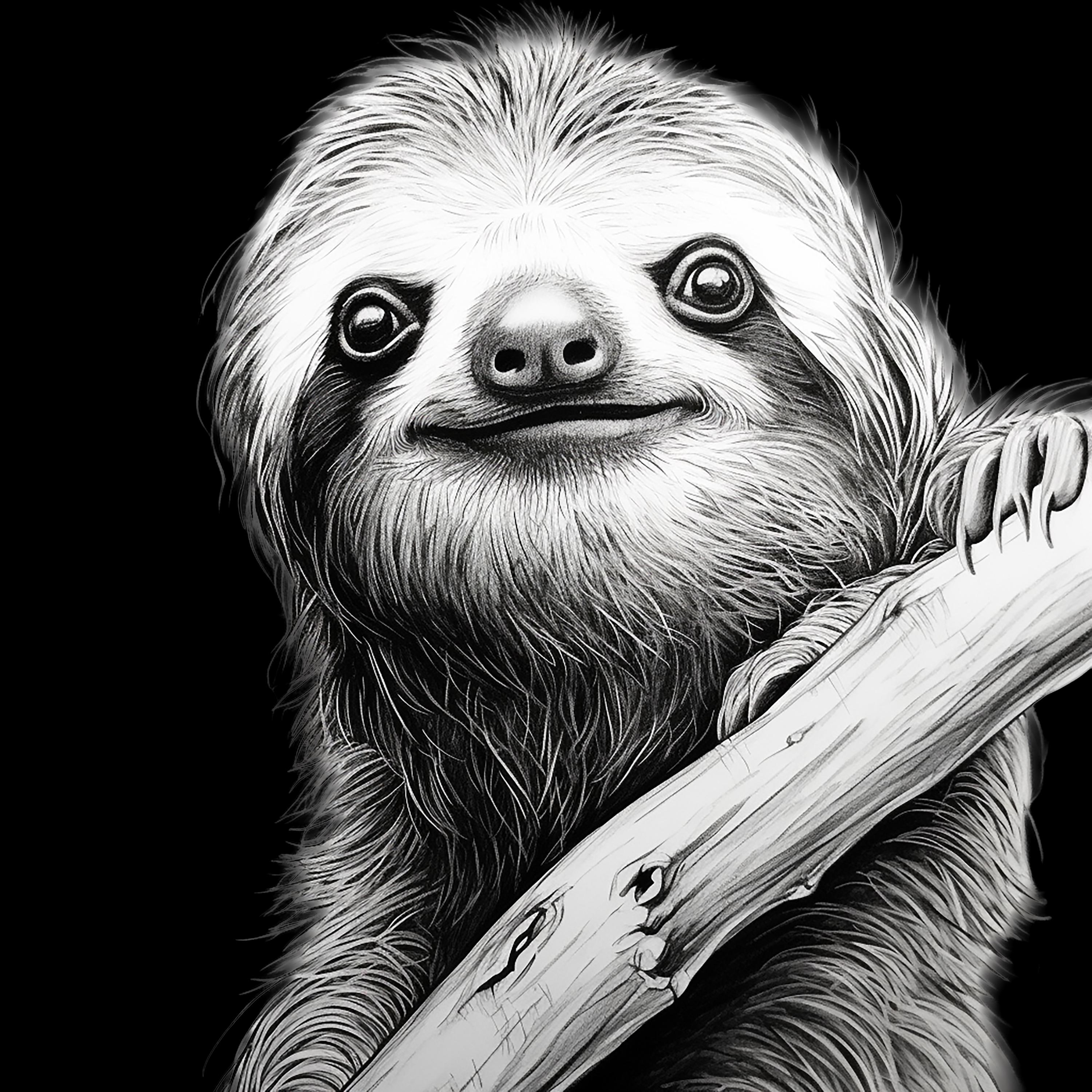 Sloth Illustration Clip Art: Wildlife Animal Decal (PNG, JPEG) - Etsy