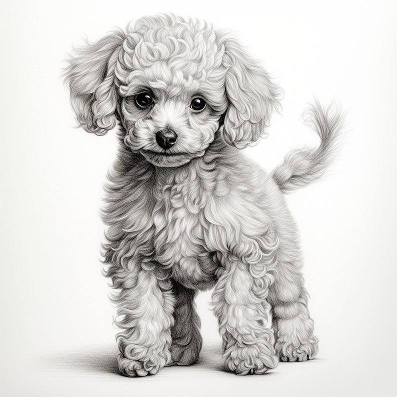 Toy Poodle Fine Line Portrait: Printable Dog Image (PNG, JPEG) - Etsy