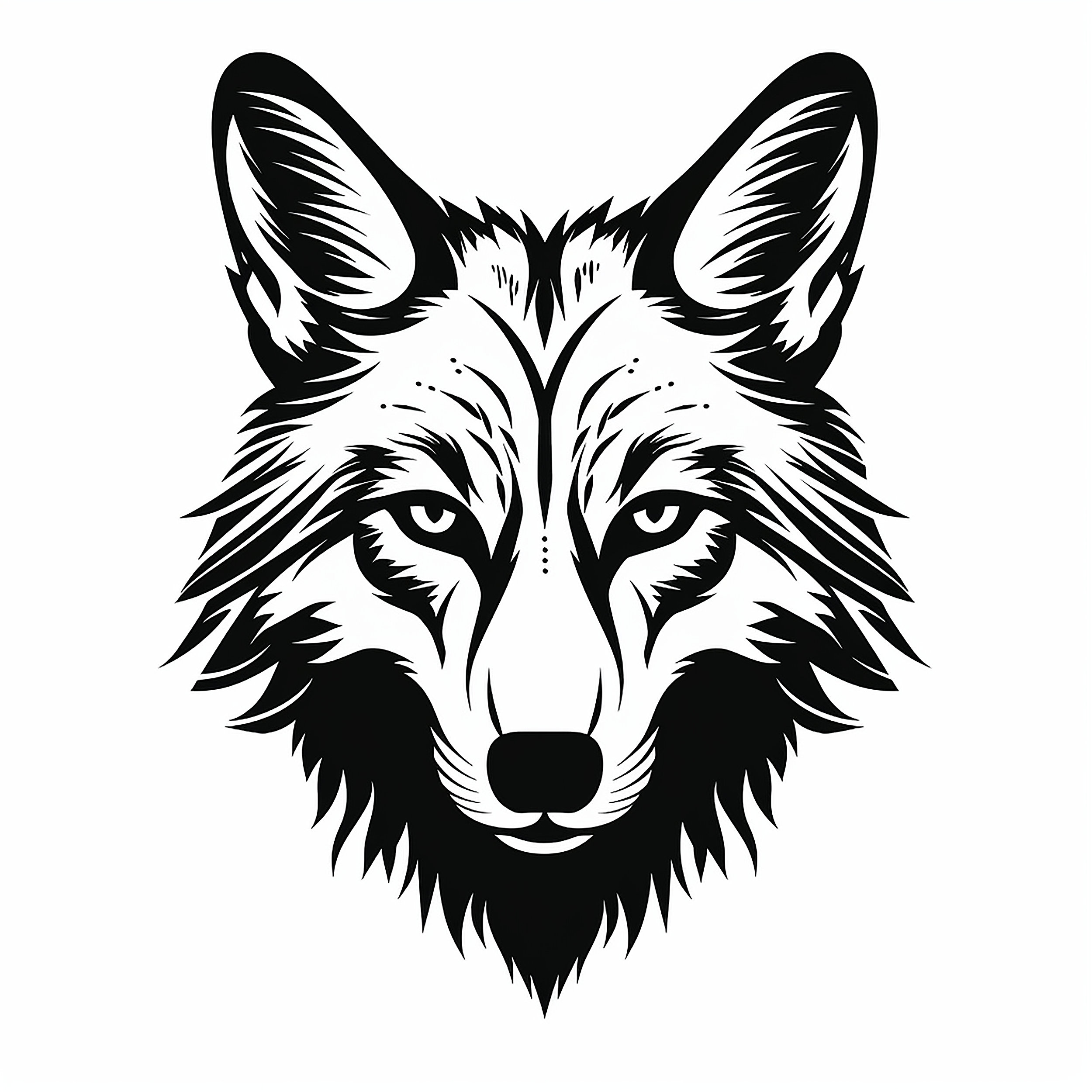 Coyote Black Line Art: Wildlife Stencil, Logo, Decal (PNG, JPEG) - Etsy
