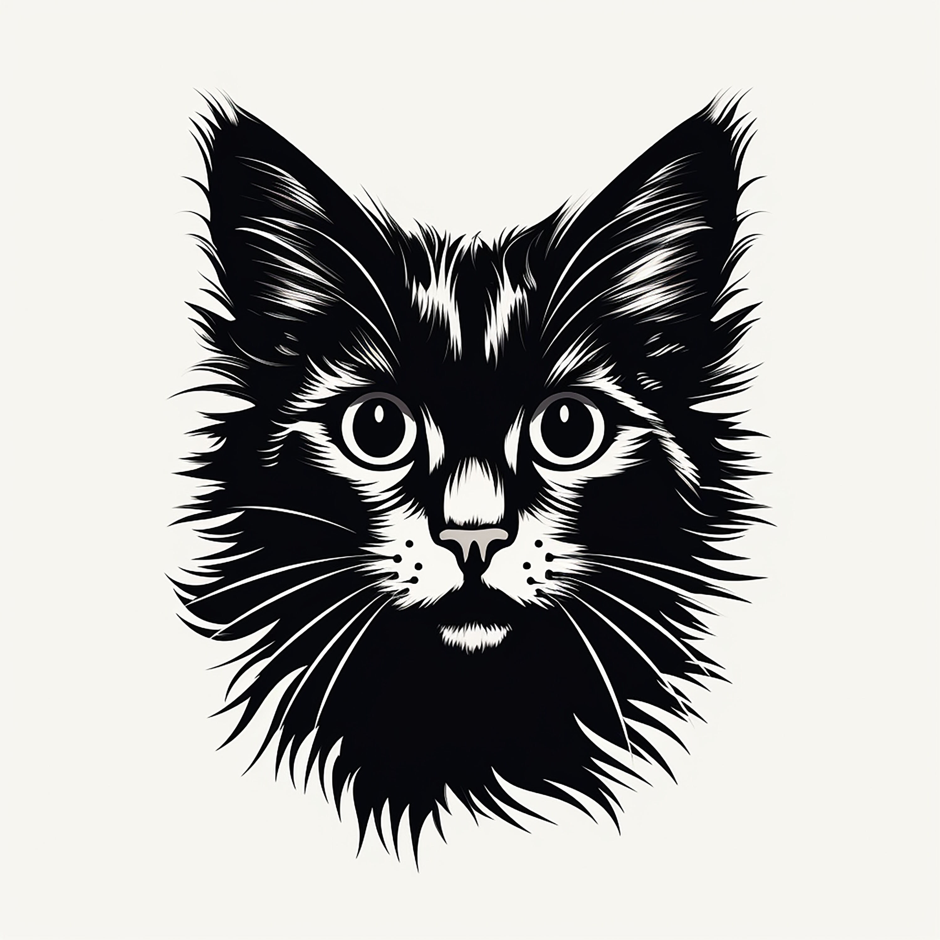 Cat Abstract Black Line Clip Art, Printable Animal Decal for Sticker ...