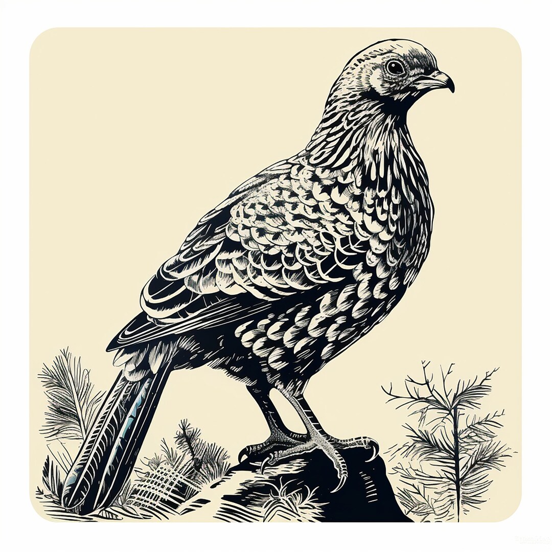 Grouse Black Line Art: Wild Bird Illustration (digital Download) - Etsy