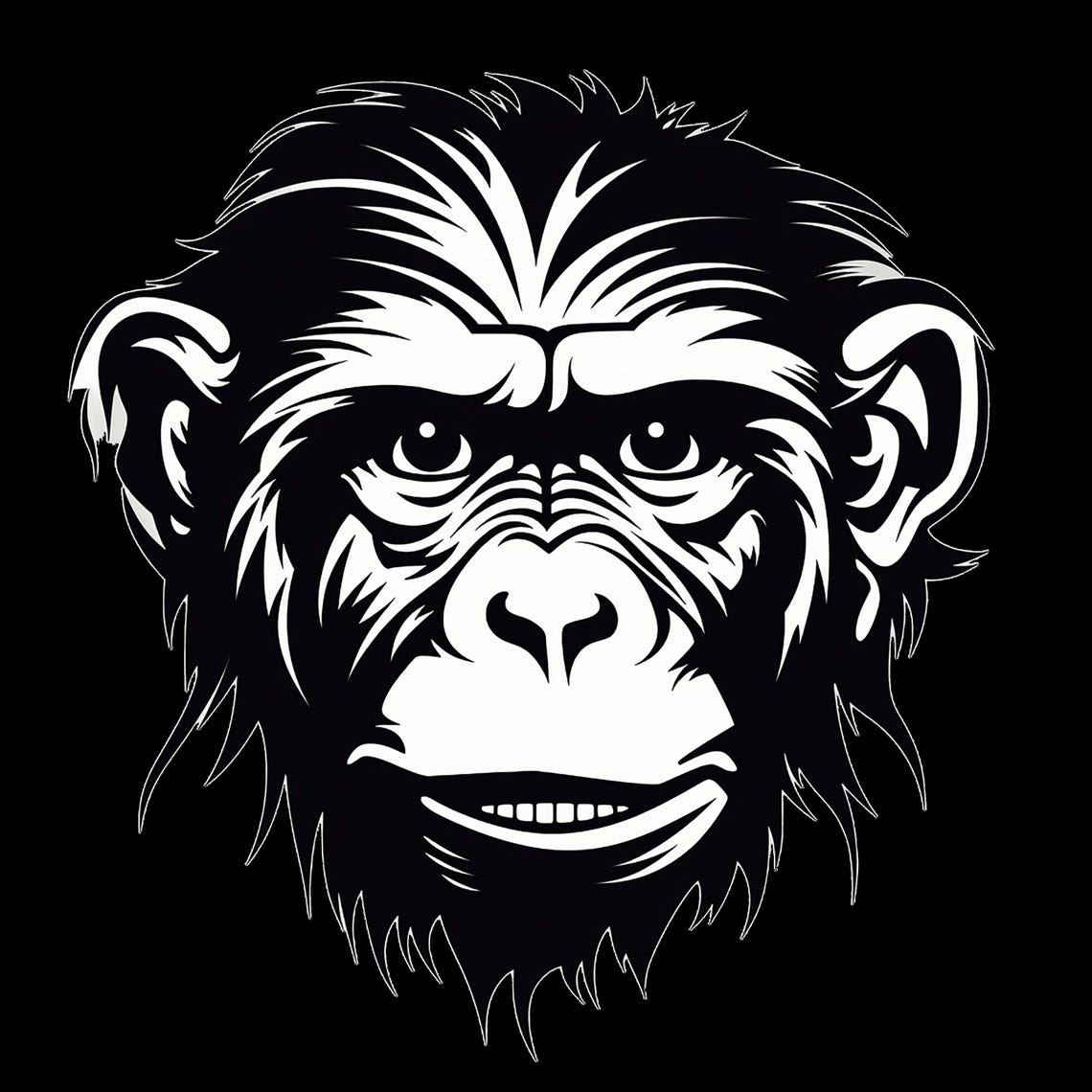 Monkey Clip Art Illustration, Abstract Chimp Wildlife Animal Design ...