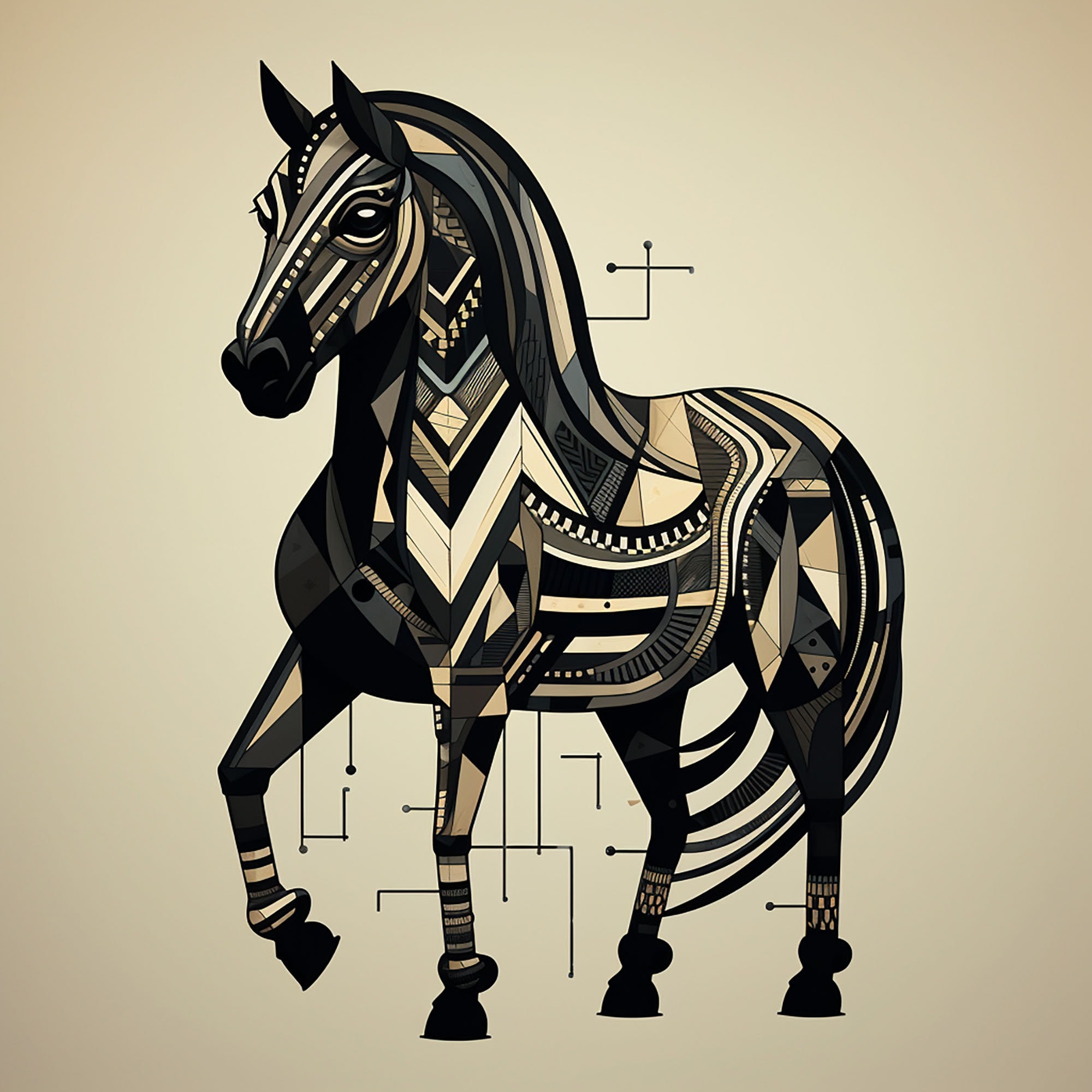 Geometric Full Body Horse Image Printable Commercial Abstract - Etsy