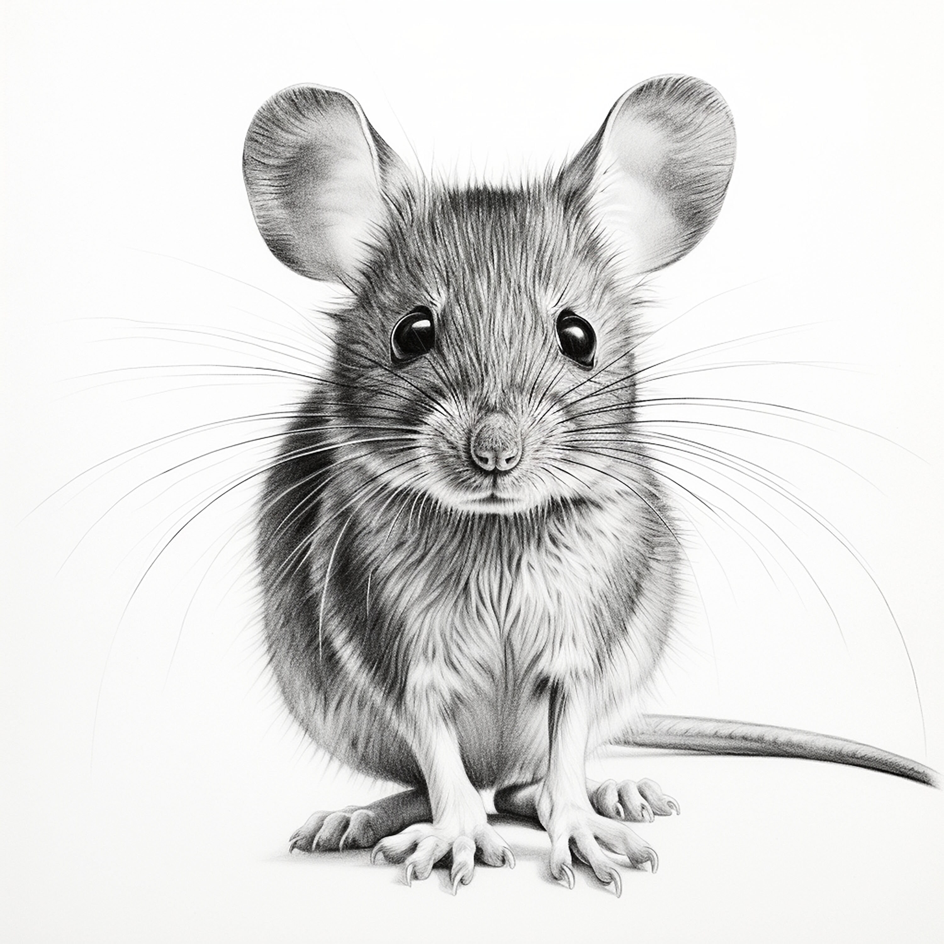 Mouse Fine Line Clip Art, Printable Realistic Digital Instant Download ...