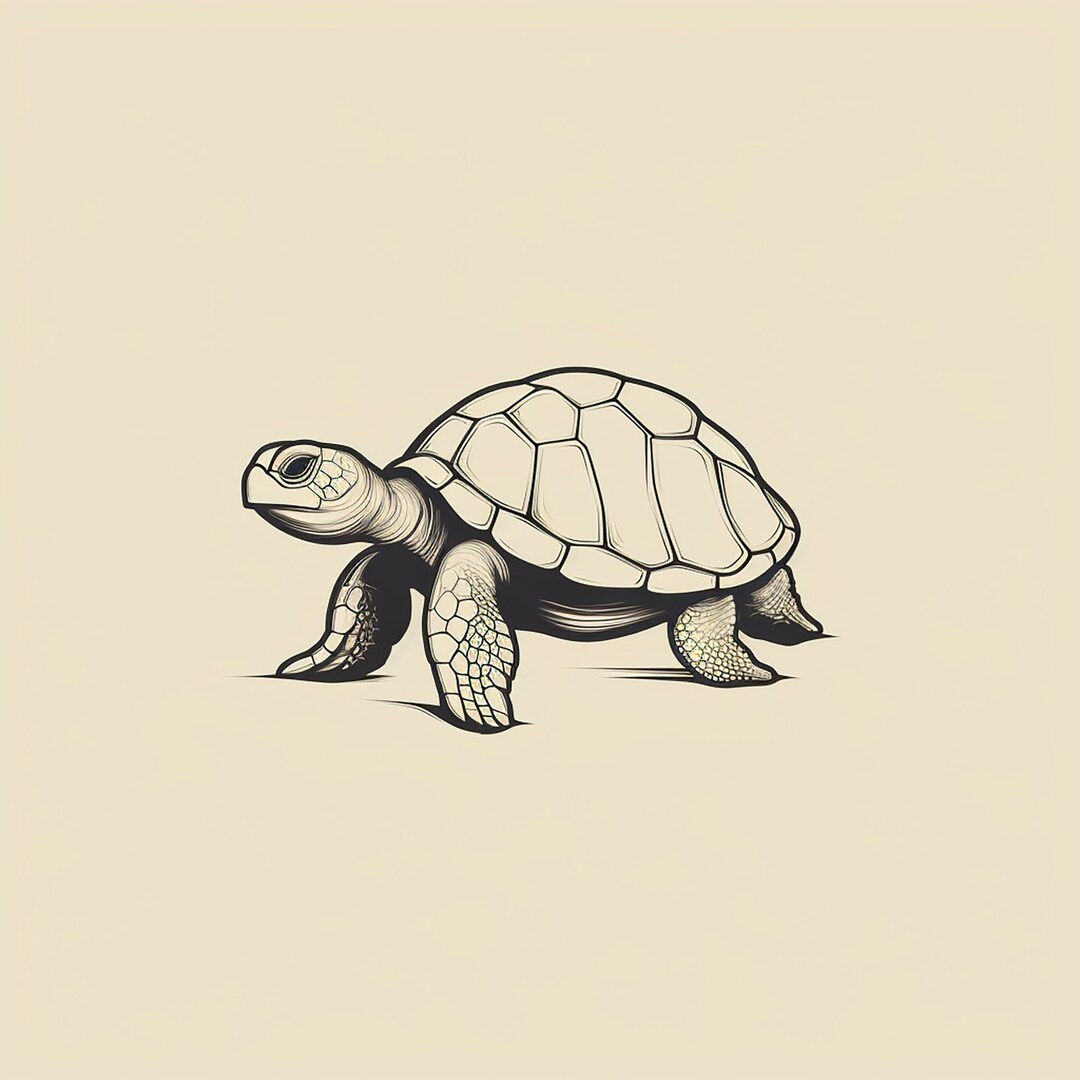 Minimalist Turtle Clip Art: Wildlife Animal Illustration (digital ...