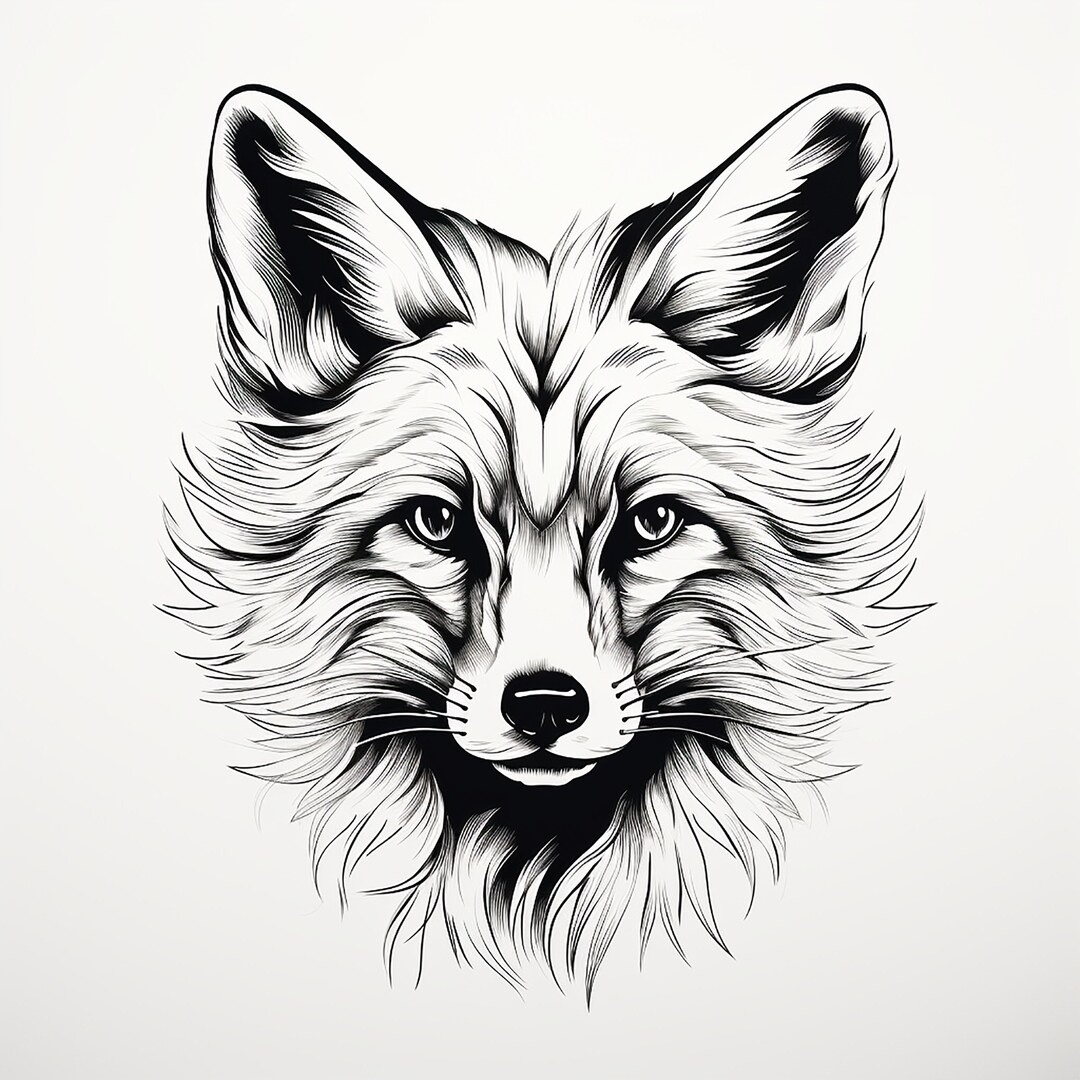 Fox Black Line Clip Art, Printable Abstract Wildlife Animal Decal for ...