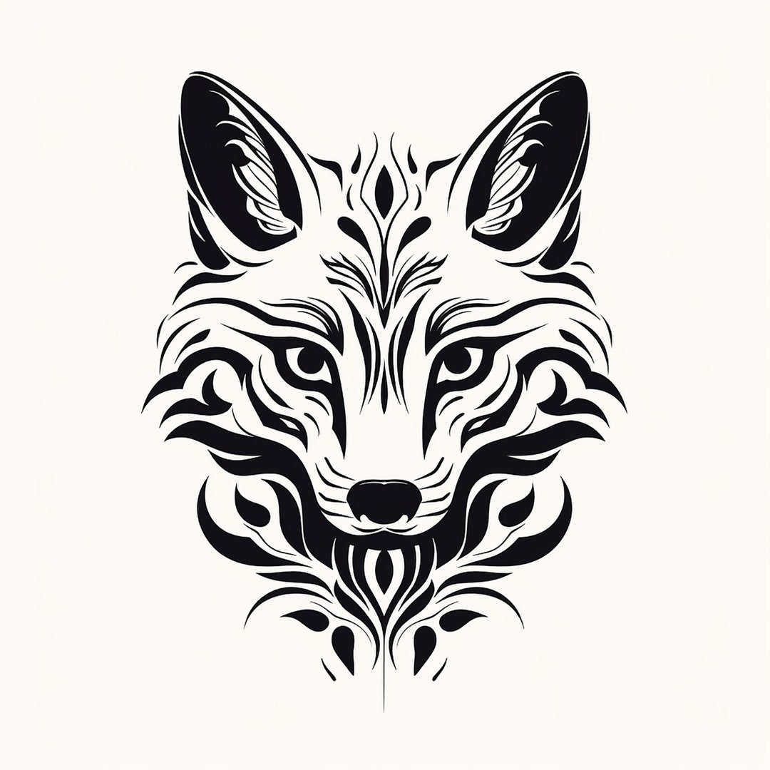 Abstract Fox Clip Art Design, Wildlife Animal and Flower Tattoo ...