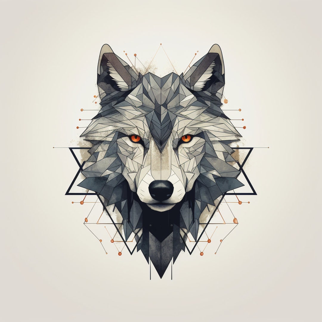 Abstract Wolf Clip Art Illustration, Geometric Animal Design for ...