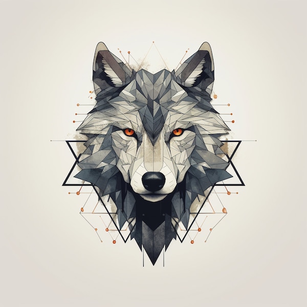 Geometric Wolf - Etsy