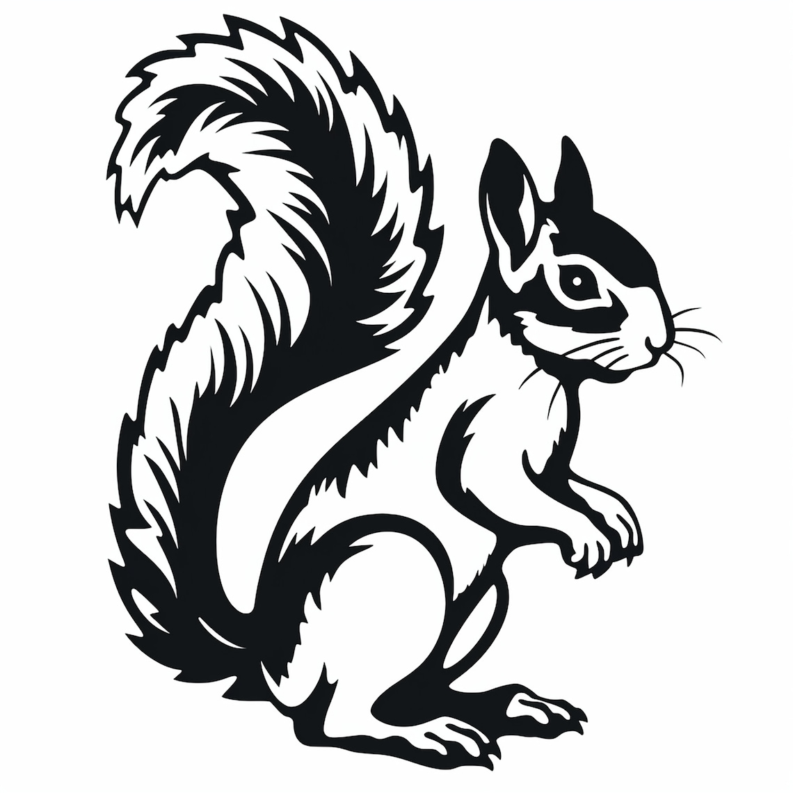 Squirrel Black Line Clip Art Illustration Simple Wildlife - Etsy