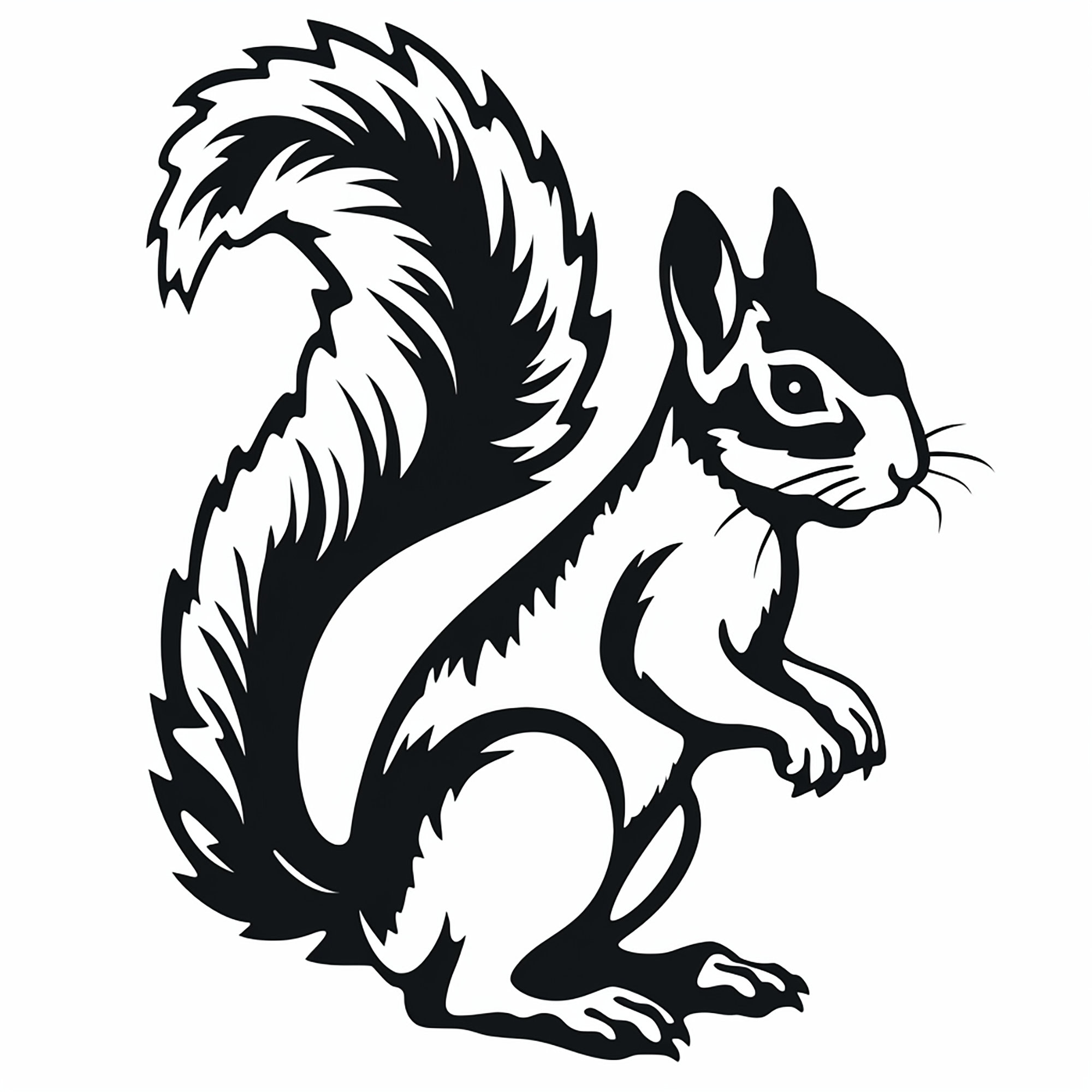 Squirrel Black Line Clip Art Illustration Simple Wildlife - Etsy
