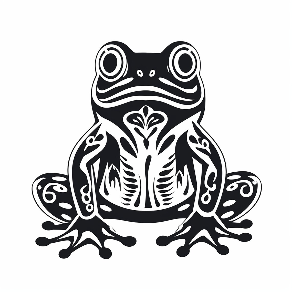 Retro Floral Geometric Frog Clip Art, Printable Toad Design for ...