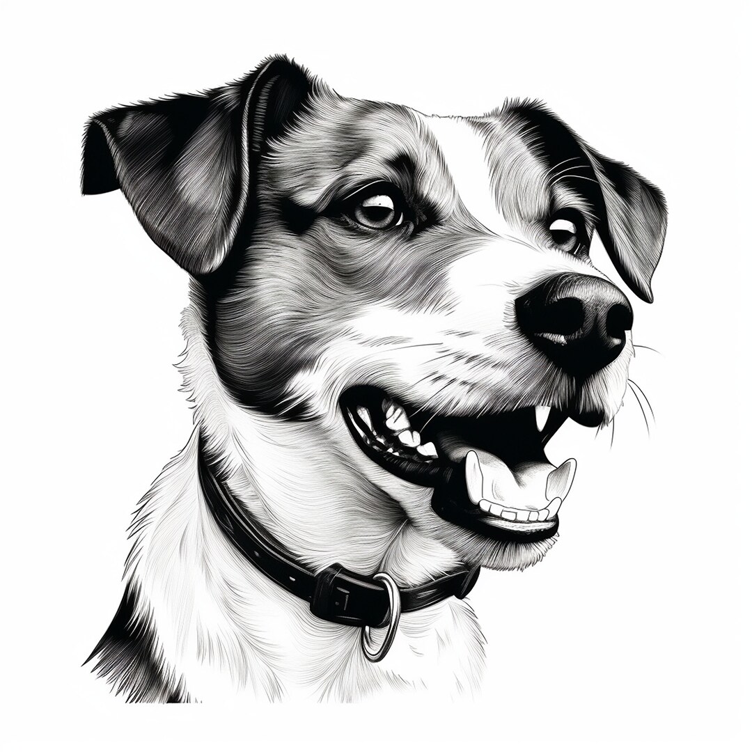 Jack Russell Terrier Fine Line Pet Portrait, Printable Dog Clip Art for ...