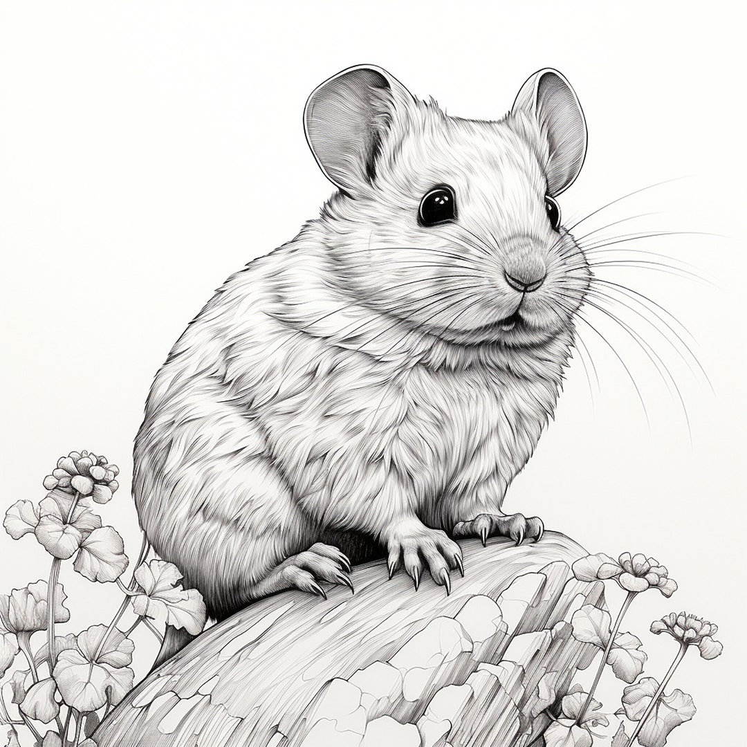 Pika Wildlife Fine Line Clip Art, Realistic Wild Animal Portrait ...