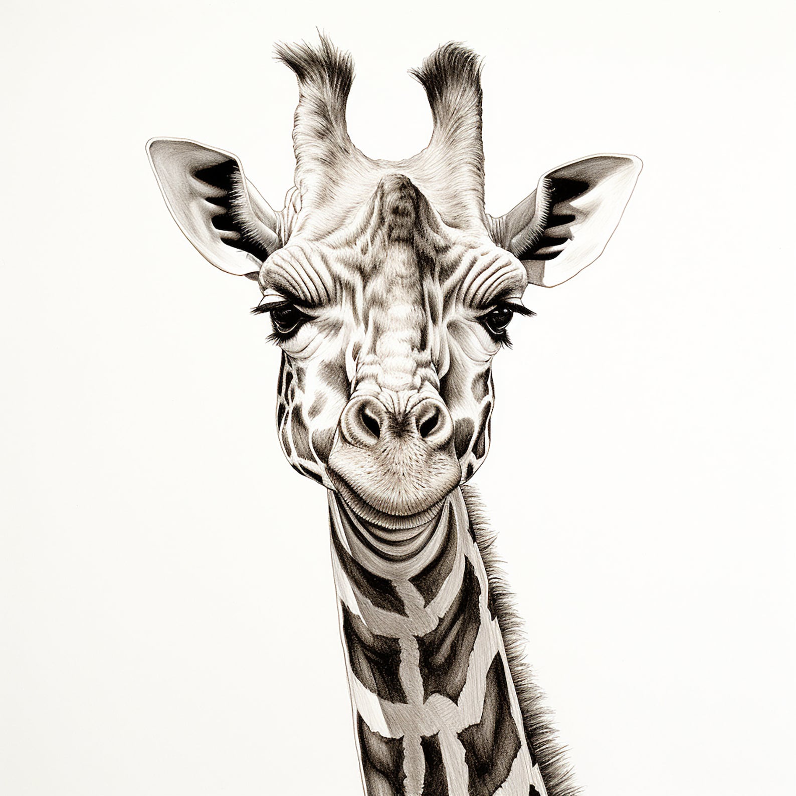 Giraffe Fine Line Portrait Printable Wildlife Animal Drawing - Etsy