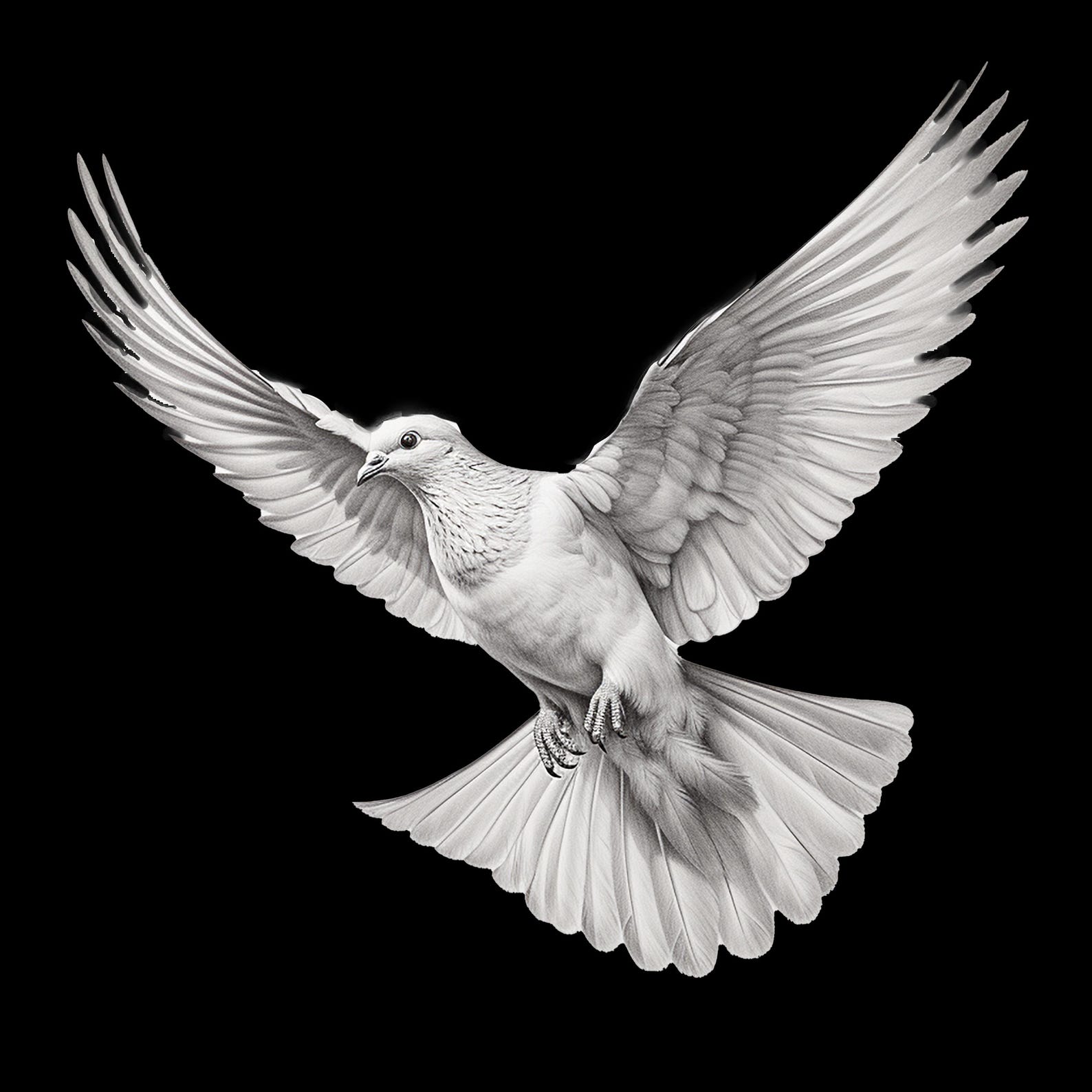 Dove Fine Line Drawing: Flying Pigeon Stencil, Logo (digital Download ...