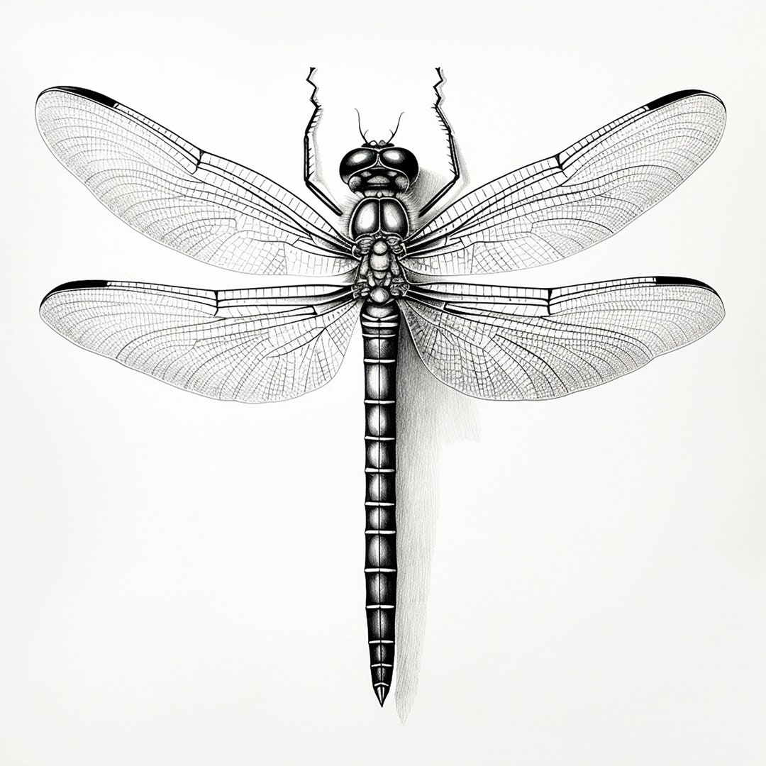 Dragonfly Fine Line Art: Insect Stencil, Logo, Decal (digital Download ...