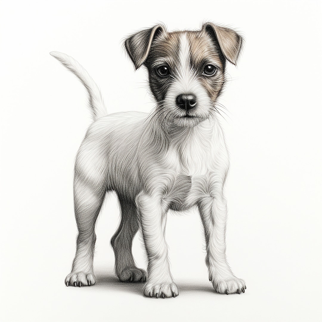 Jack Russel Terrier Realistic Clip Art, Printable Dog Pet Portrait for ...