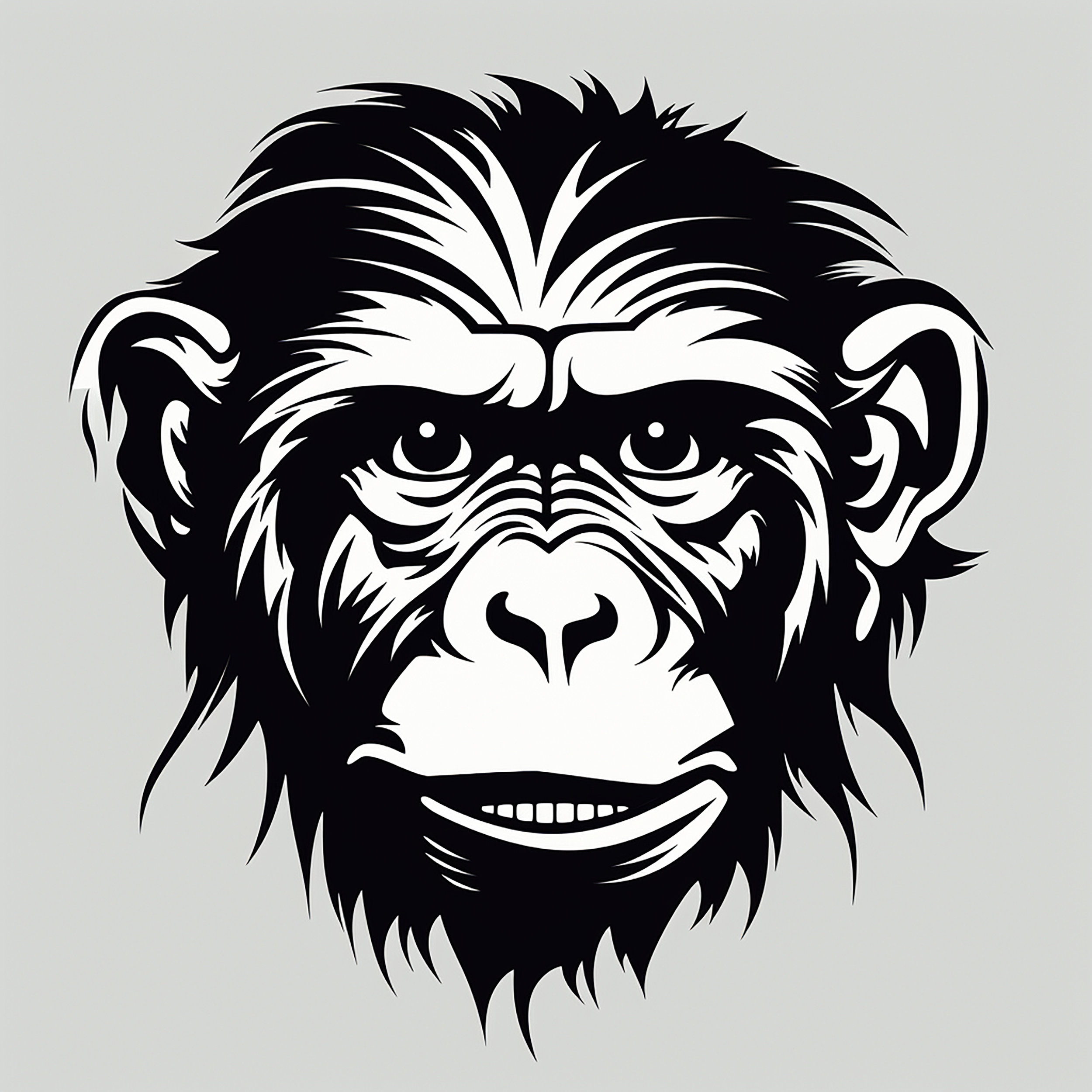 Monkey Clip Art Illustration, Abstract Chimp Wildlife Animal Design ...