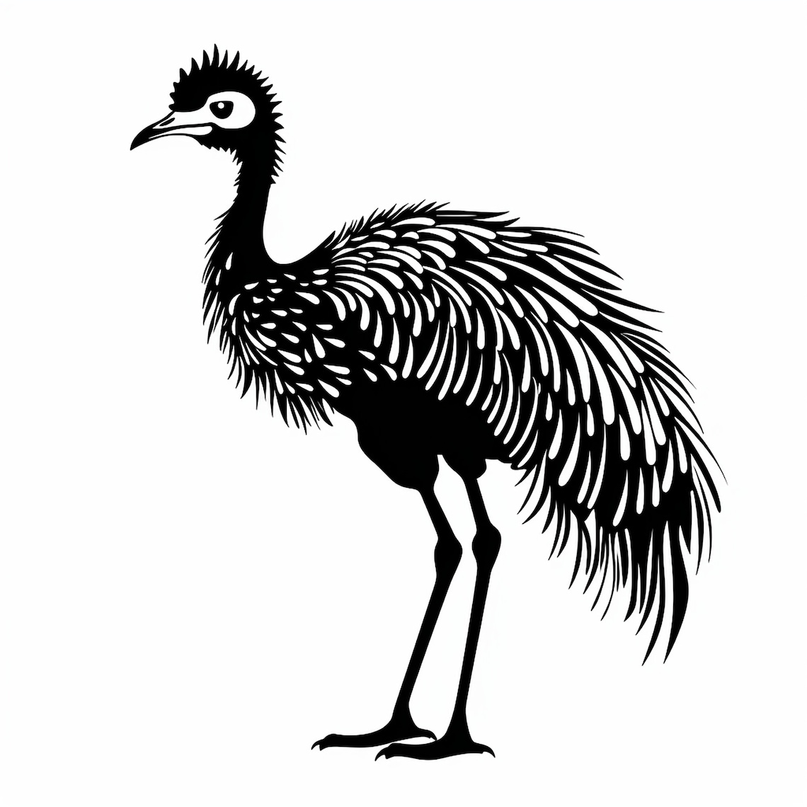 Emu Clip Art Illustration, Abstract Wildlife Animal Decal, Printable ...