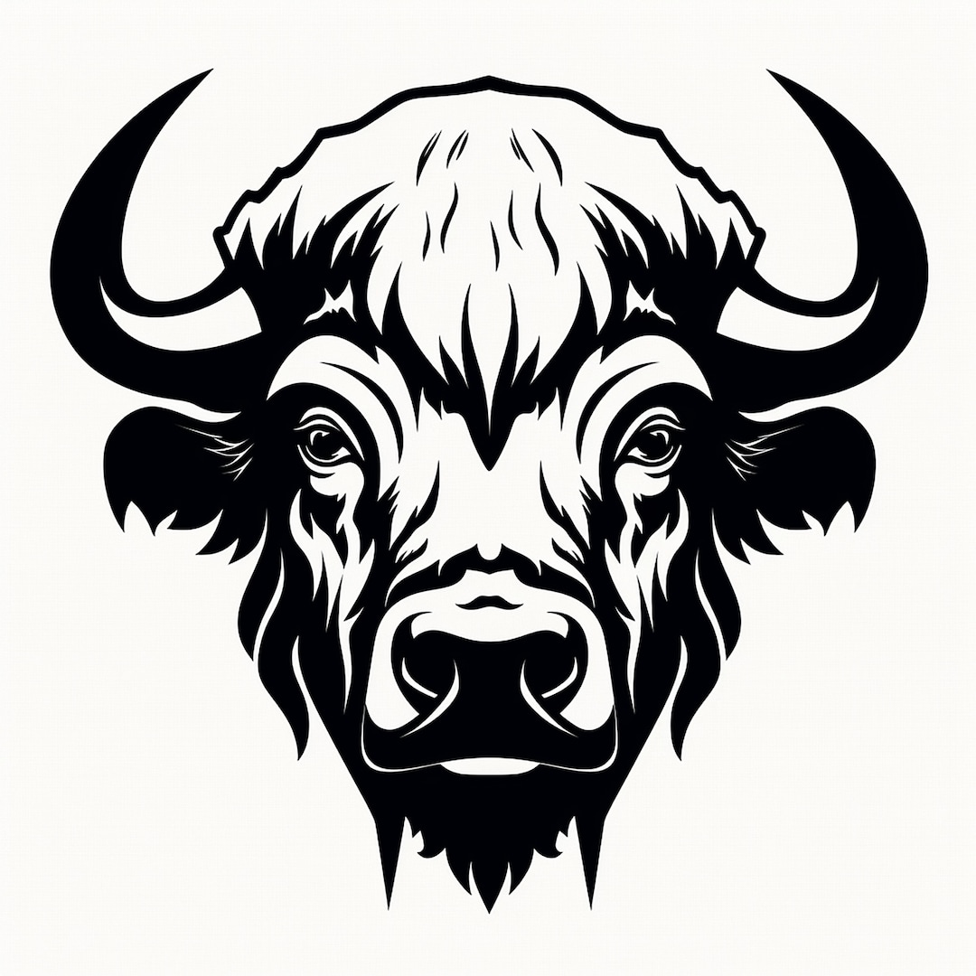 Buffalo Black Line Art: Wild Animal Stencil, Logo, Cricut (digital ...
