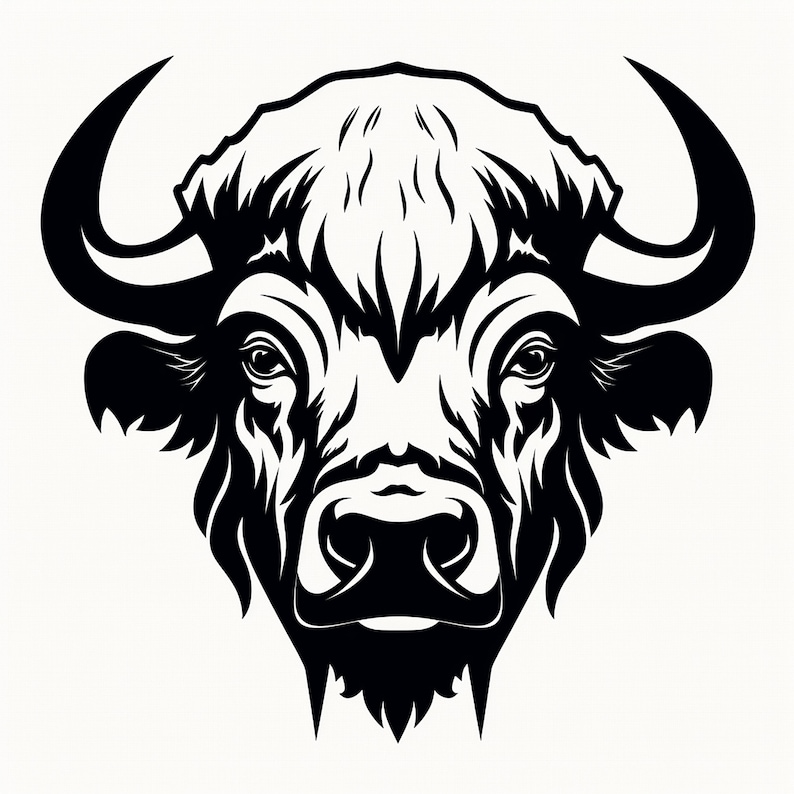Buffalo Clip Art Outline Illustration, Printable Wildlife Animal Design ...