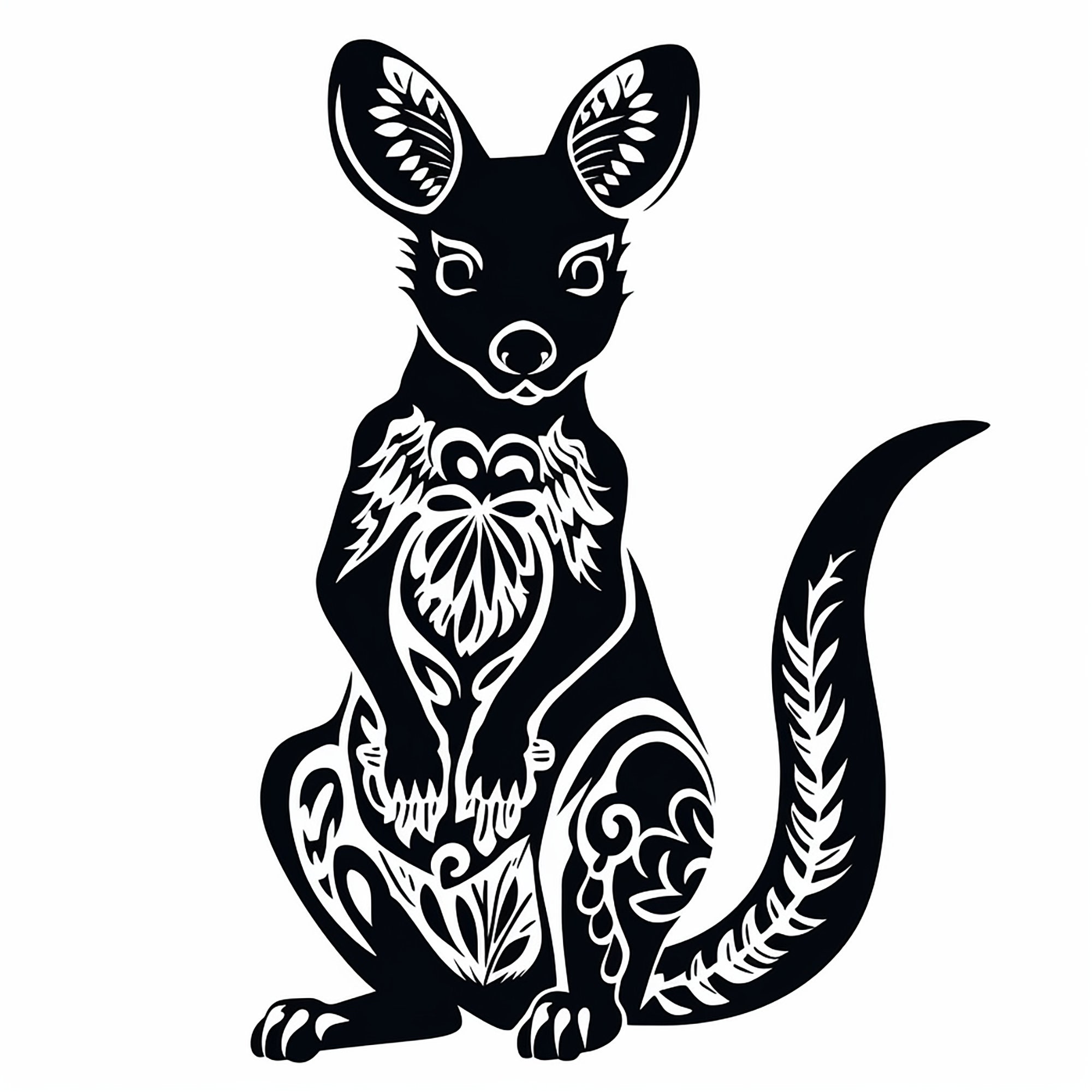 Wallaby Abstract Clip Art Illustration, Printable Black Line Geometric ...