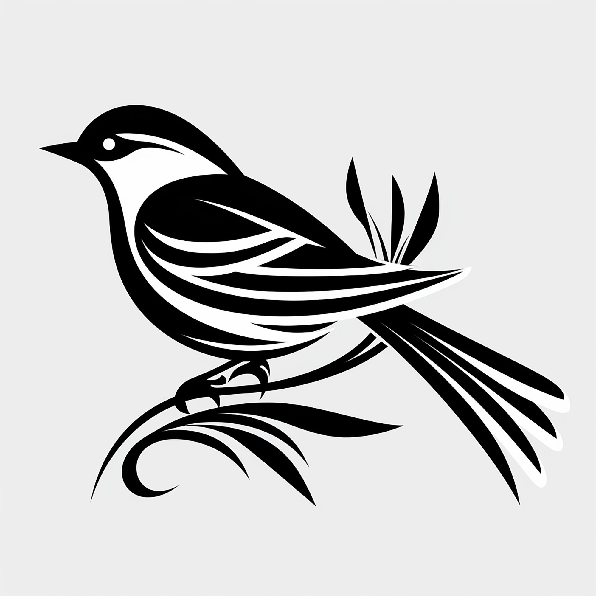 Chickadee Black Line Illustration, Printable Bird Clip Art, Animal ...