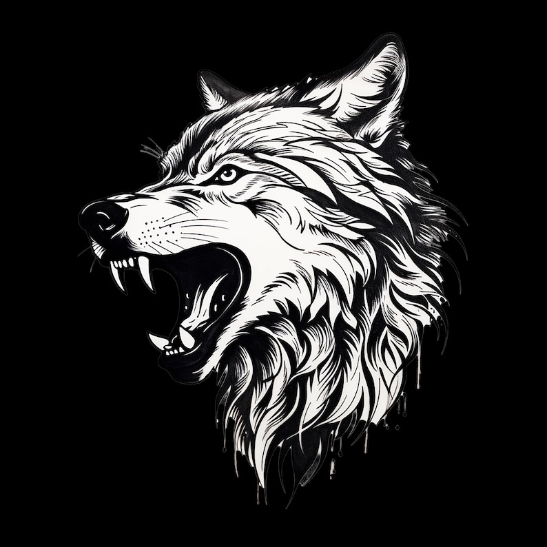 Wolf Clip Art: Wildlife Stencil, Logo, Tattoo Design (JPEG, PNG Digital ...