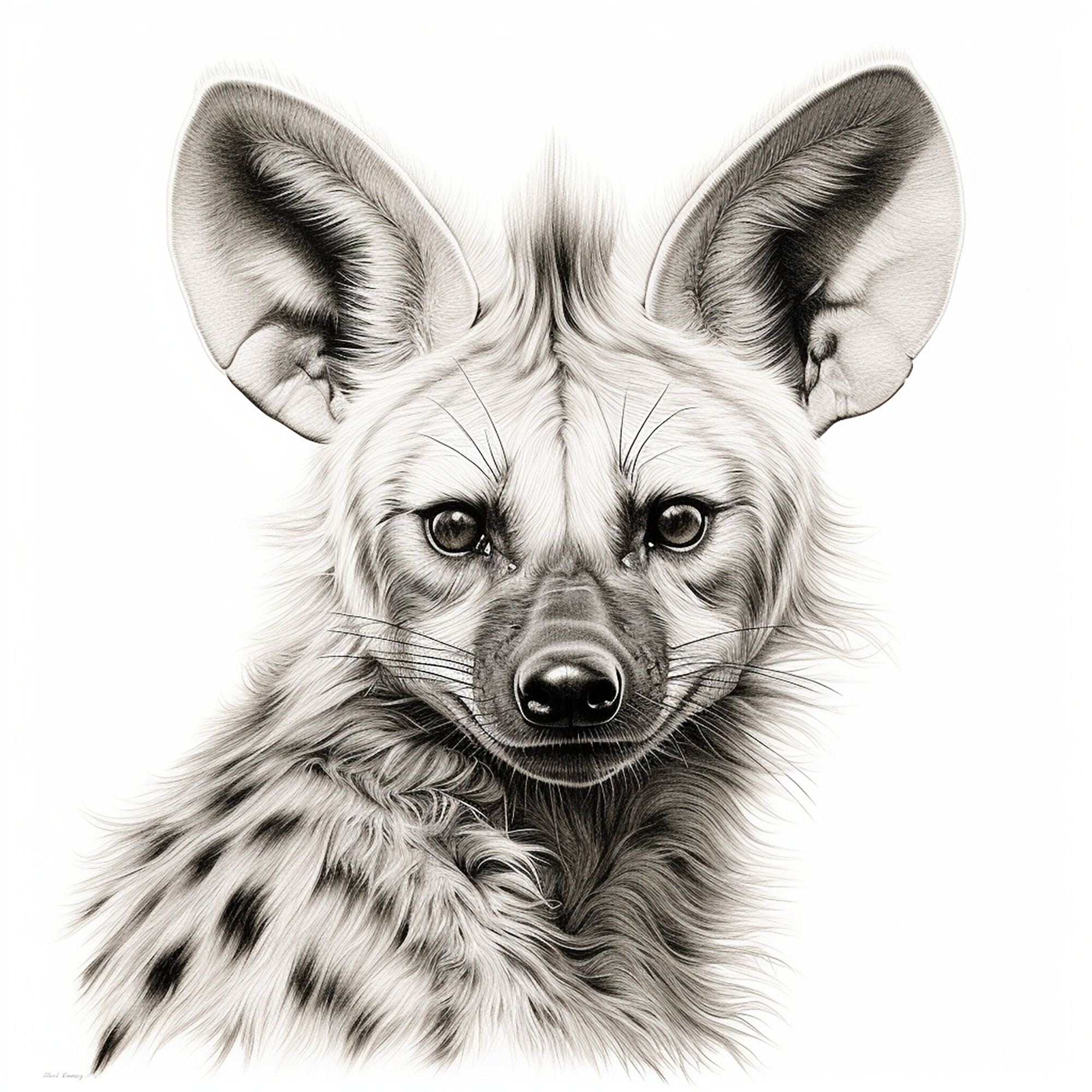 Aardwolf Clip Art Illustration, Fine Line Wildlife Animal Drawing ...