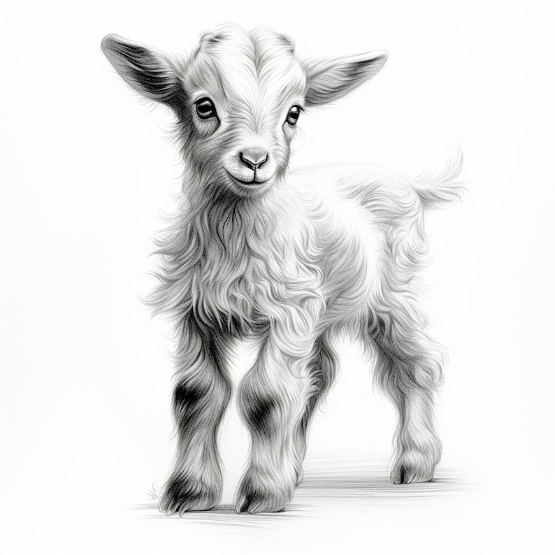 Baby Goat Clip Art, Printable Commercial Farm Animal Decal for Diy ...