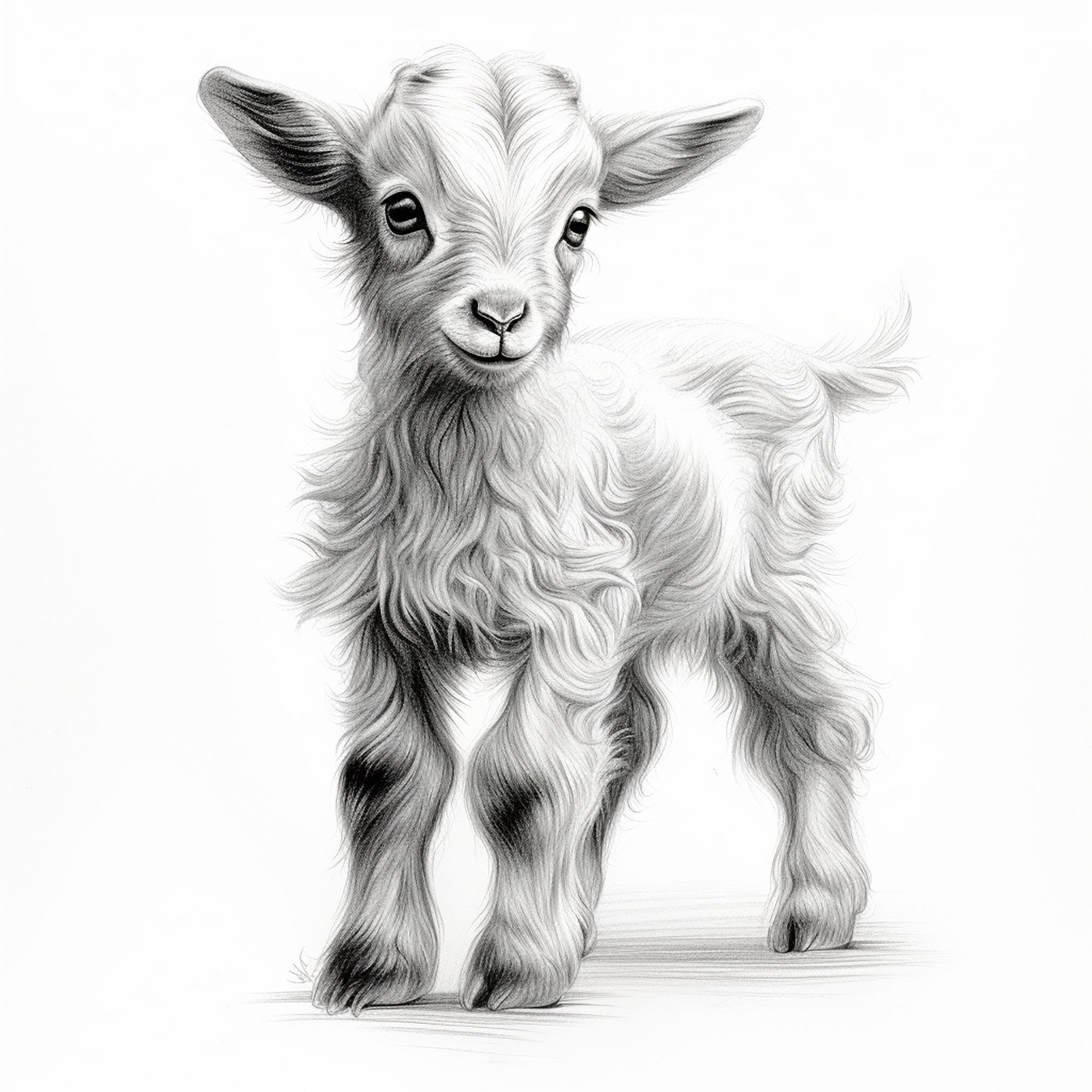 Baby Goat Clip Art, Printable Commercial Farm Animal Decal for Diy ...