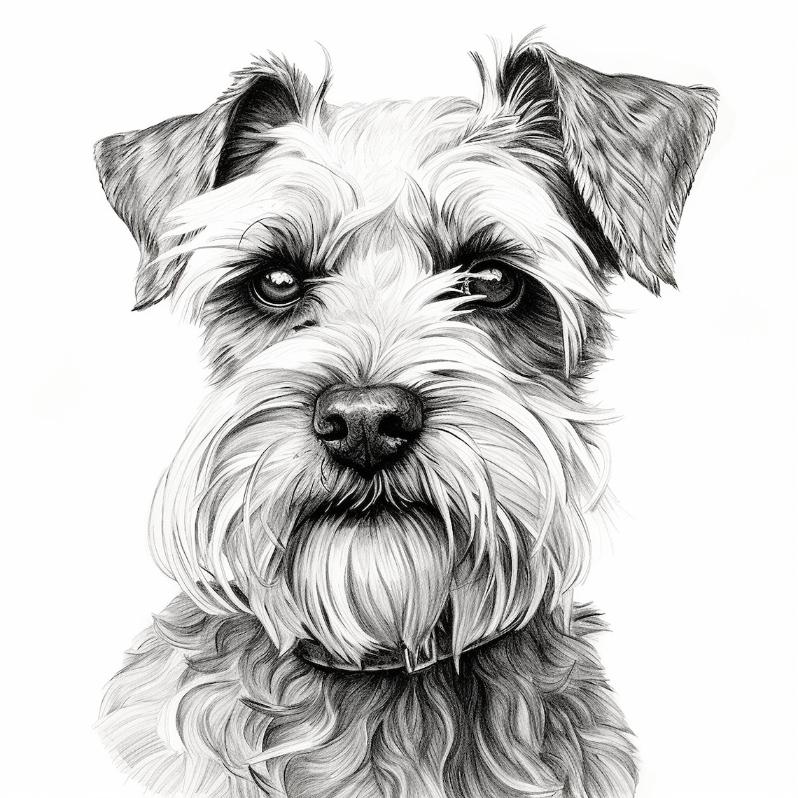 Miniature Schnauzer Pet Portrait Clip Art, ,printable Illustration Fine ...