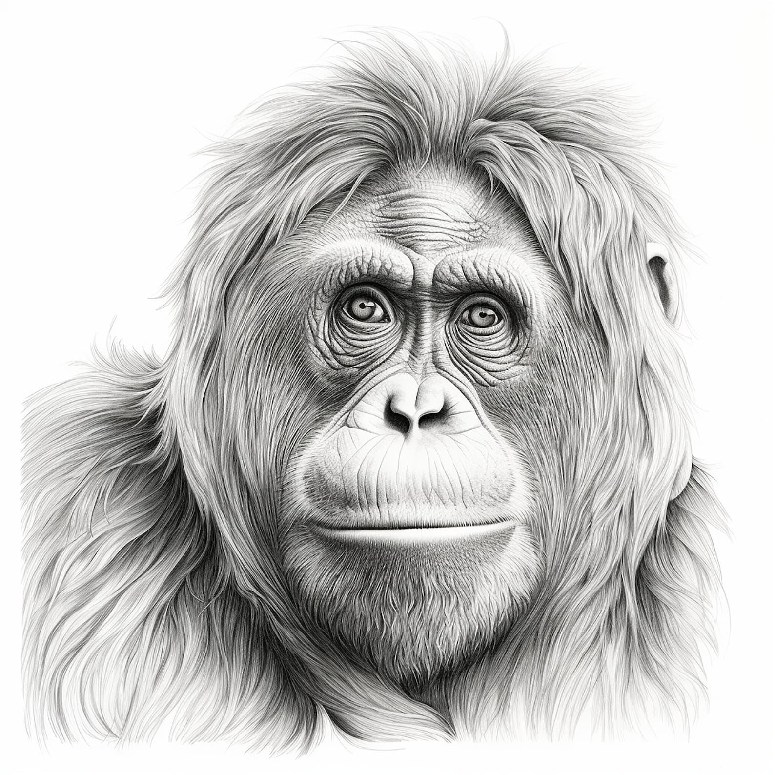 Orangutan Fine Line Art: Wildlife Animal Image (PNG, JPEG) - Etsy