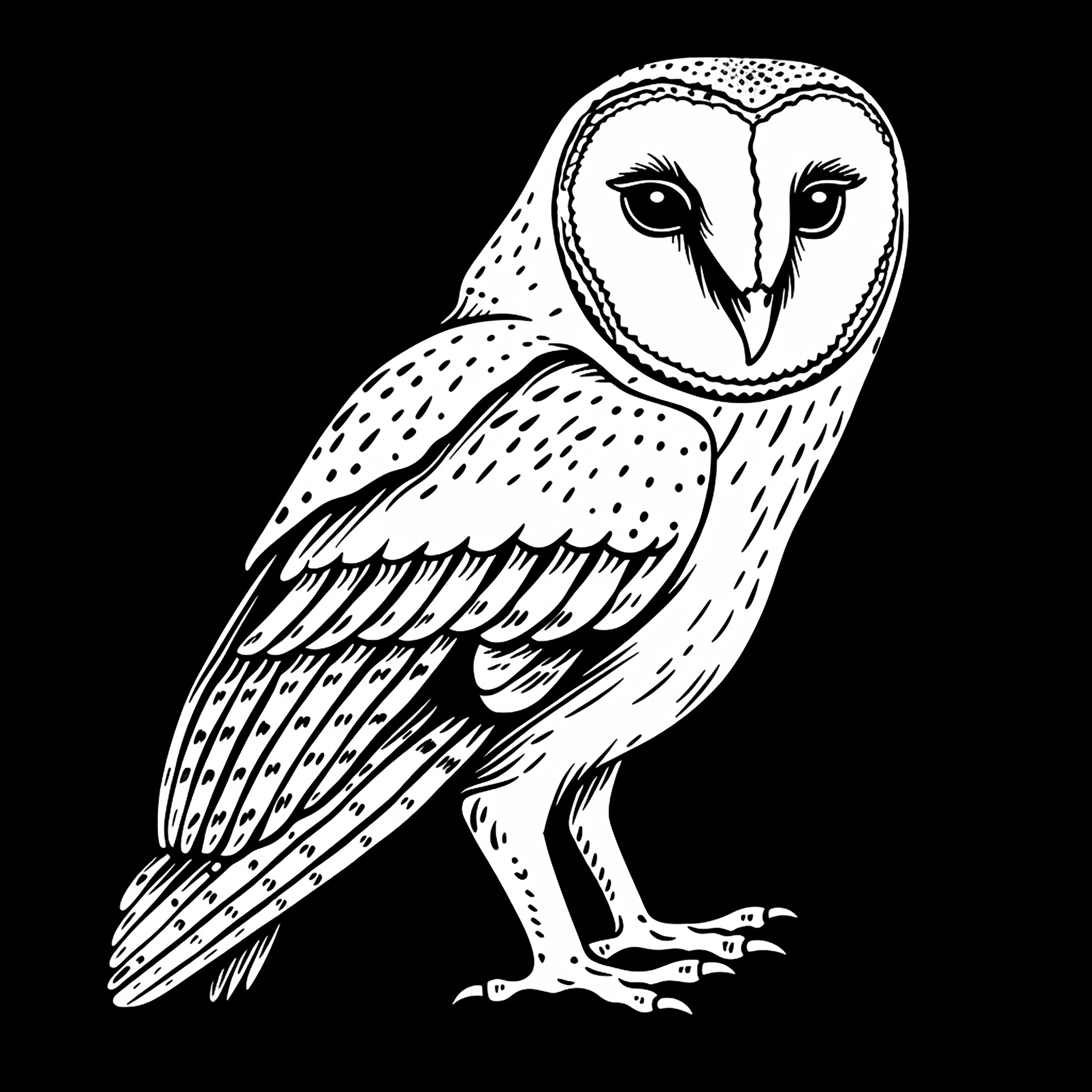 Vintage Owl Clip Art Black And White