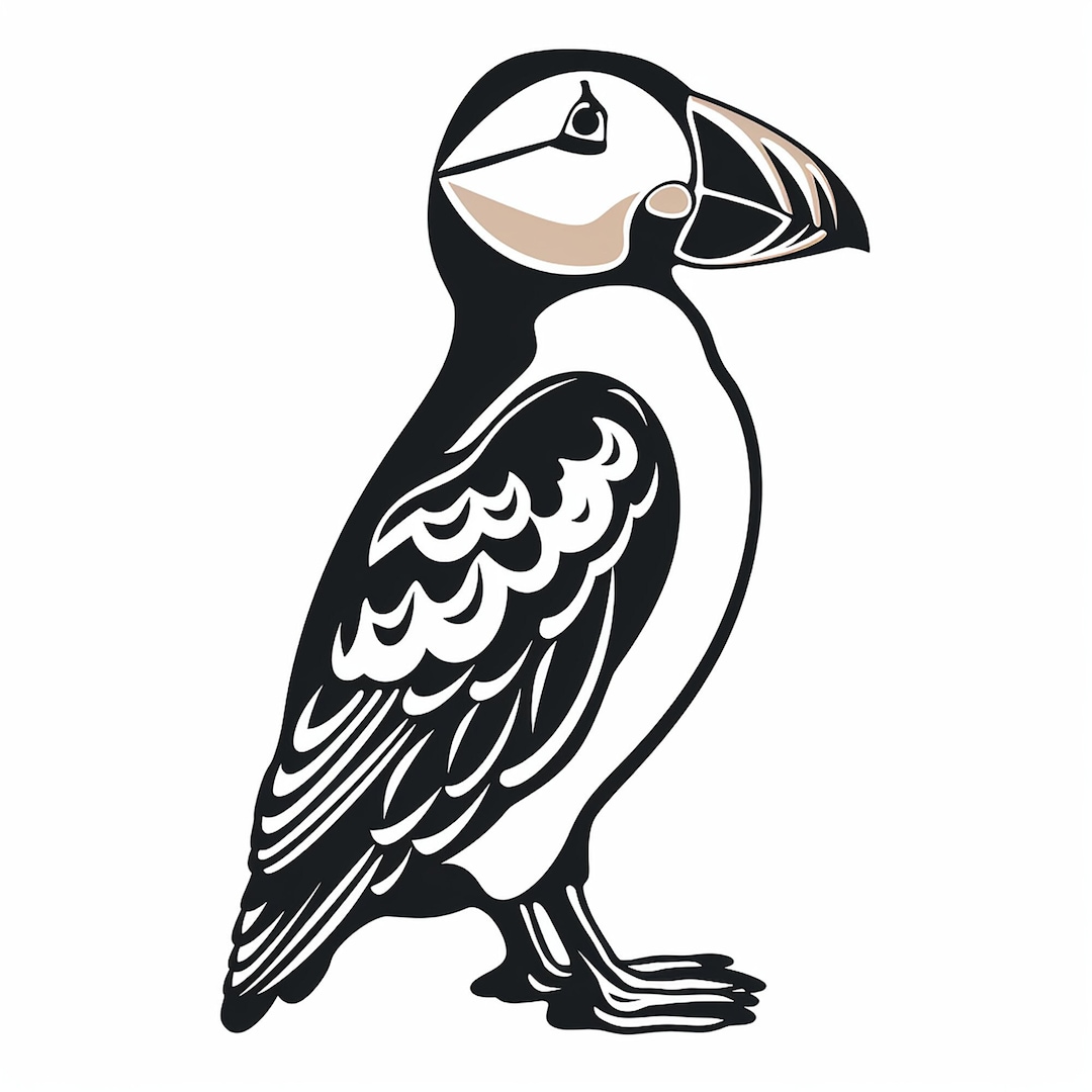 Puffin Clip Art, Arctic Bird Decal for Sticker, Stencil, Logo, Tattoo ...