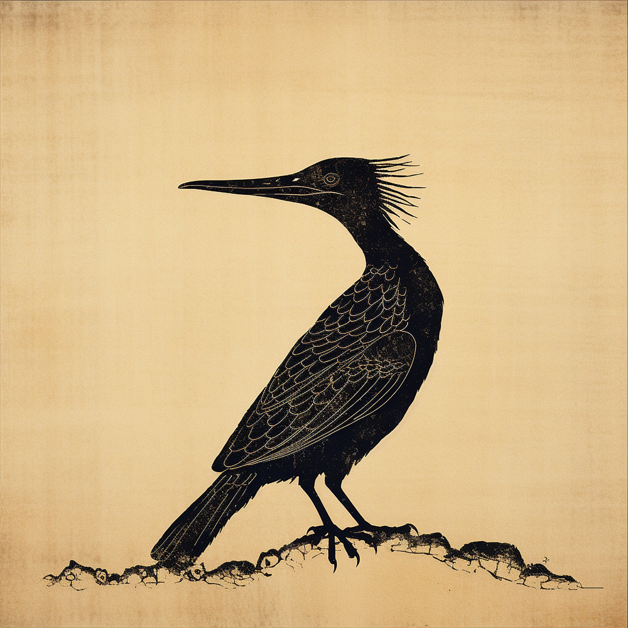 Cormorant Clip Art Illustration, Wildlife Bird Printable Design ...