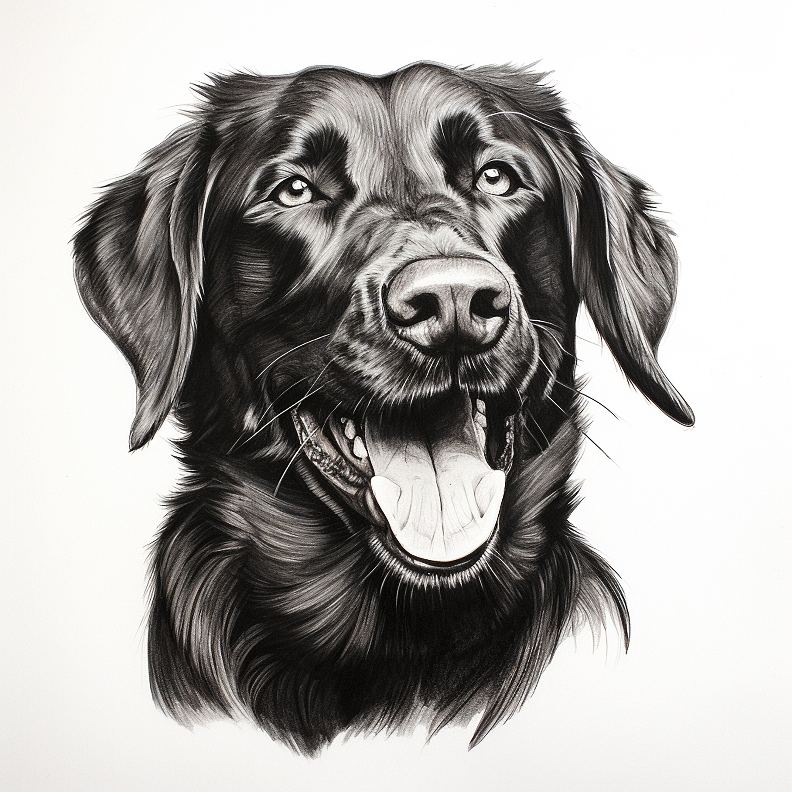 Chocolate Lab Fine Line Pet Portrait, Printable Realistic Dog Image for ...