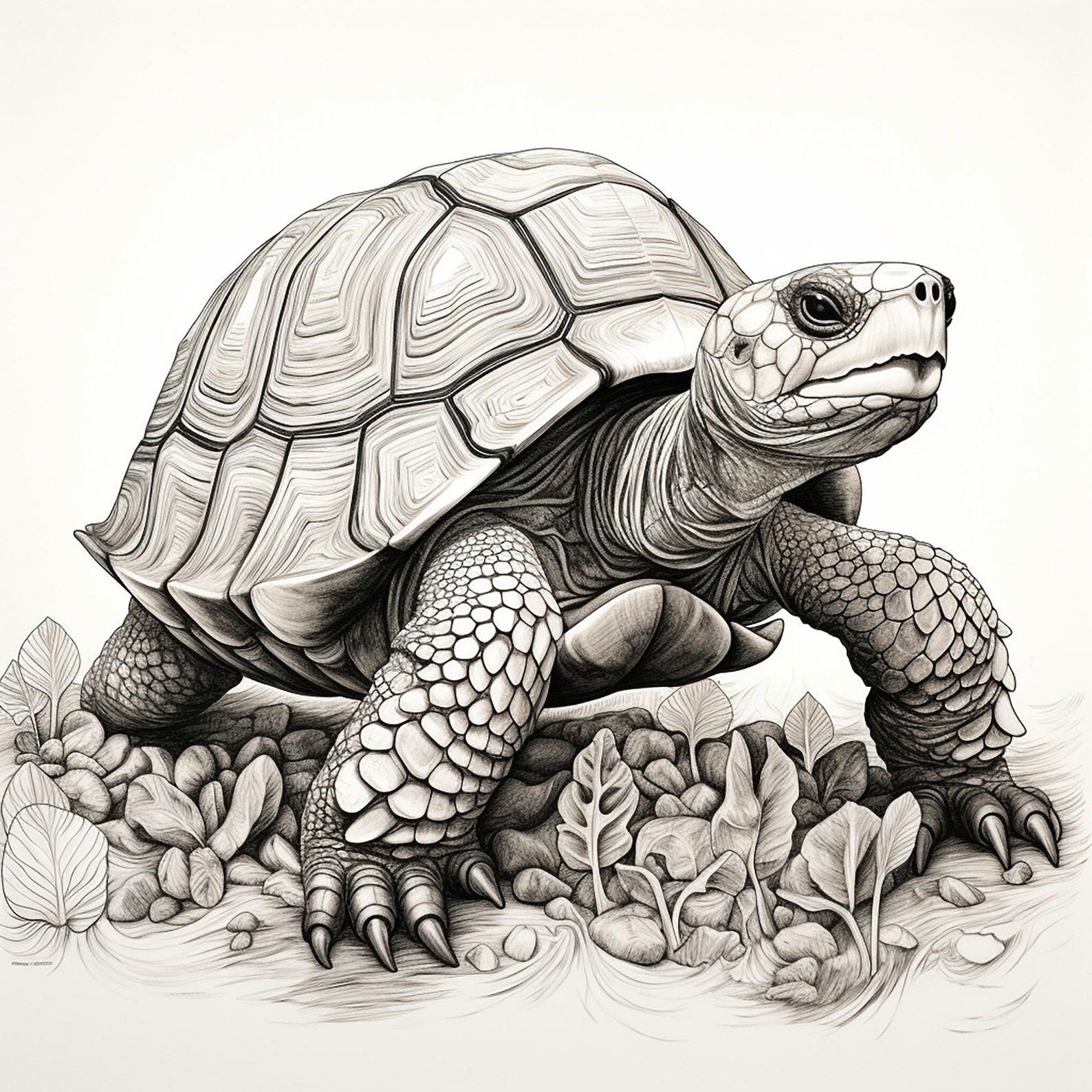 Realistic Tortoise Clip Art Illustration, Printable Wildlife Animal ...