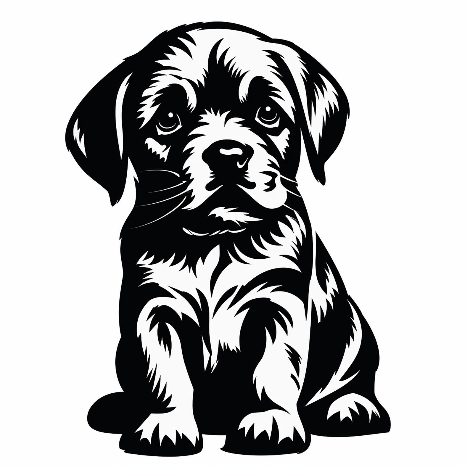 Puppy Clip Art Illustration Printable Black Line Dog Pet - Etsy