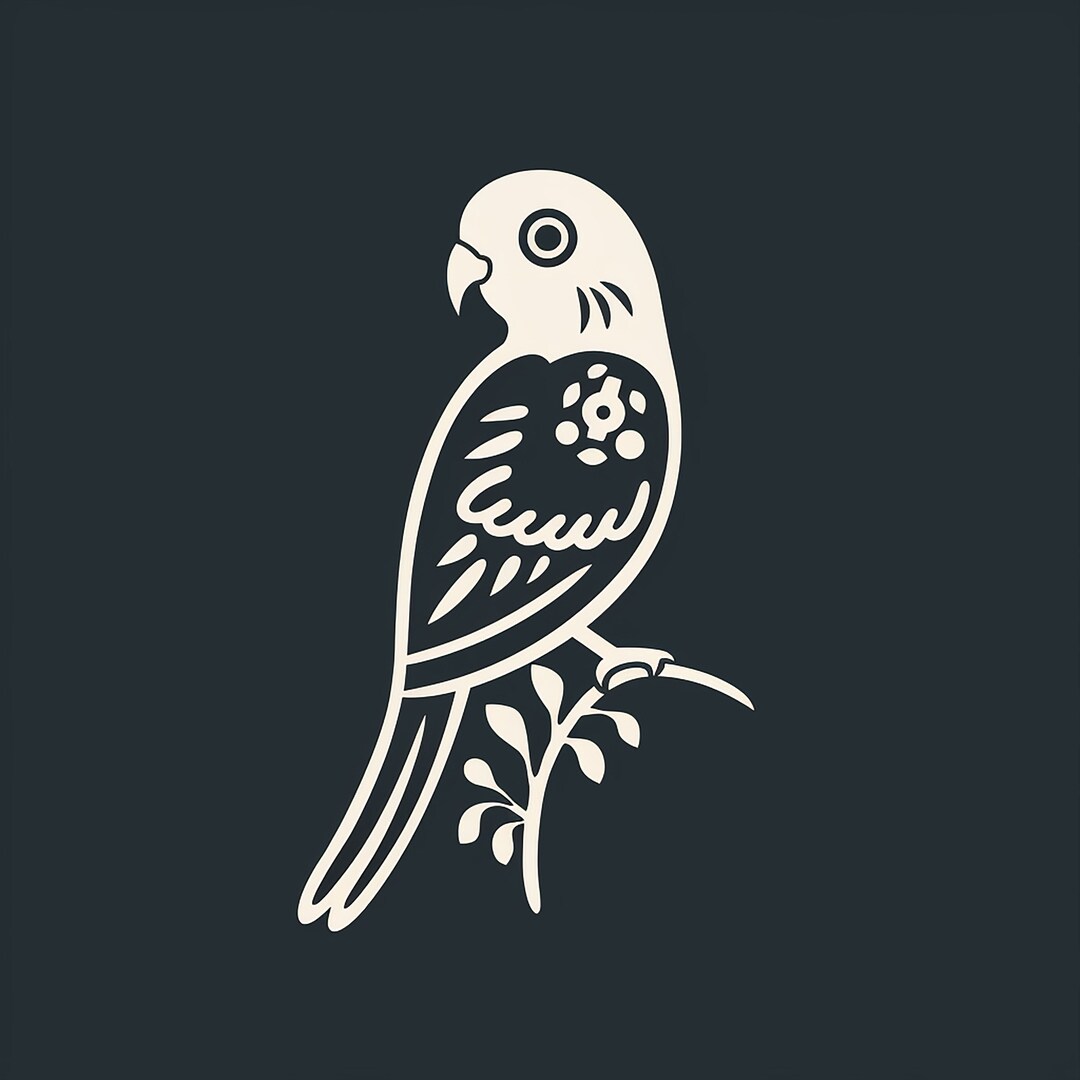 Parakeet Abstract Stencil: Bird Clip Art (PNG, JPEG Digital Download ...