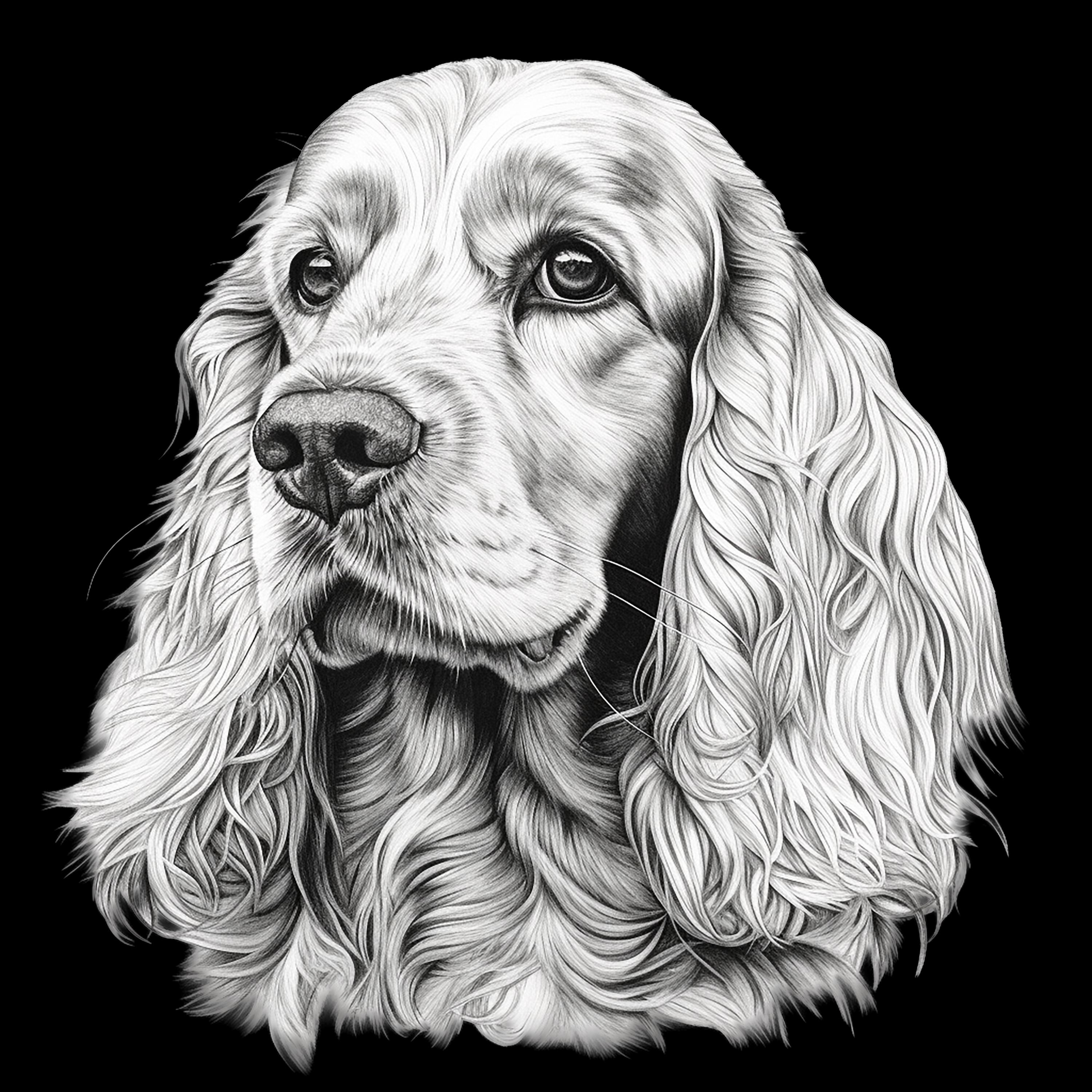 Cocker Spaniel Fine Line Portrait: Printable Dog Image (PNG, JPEG) - Etsy