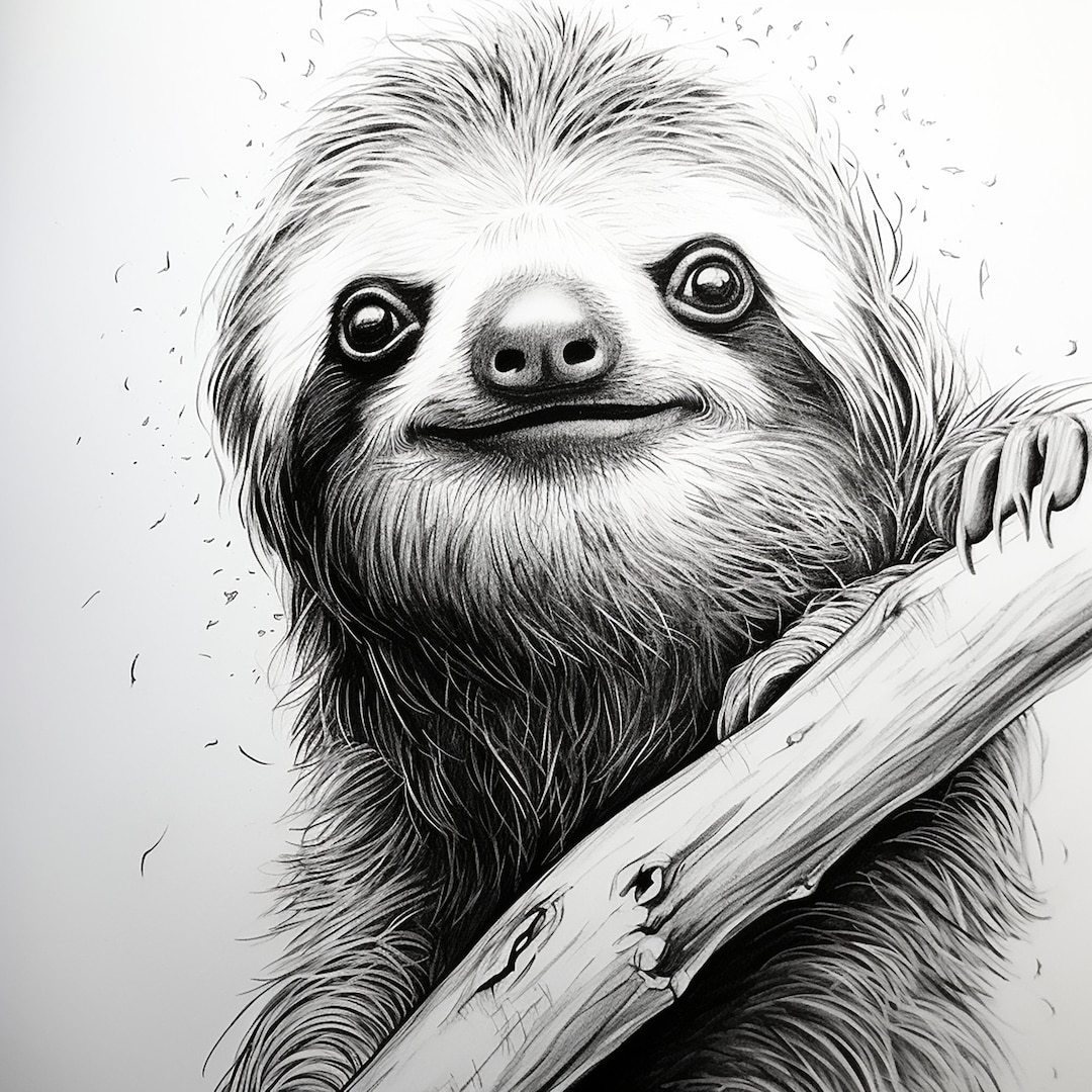 Sloth Wildlife Animal Clip Art Illustration, Printable Sloth Decal for ...