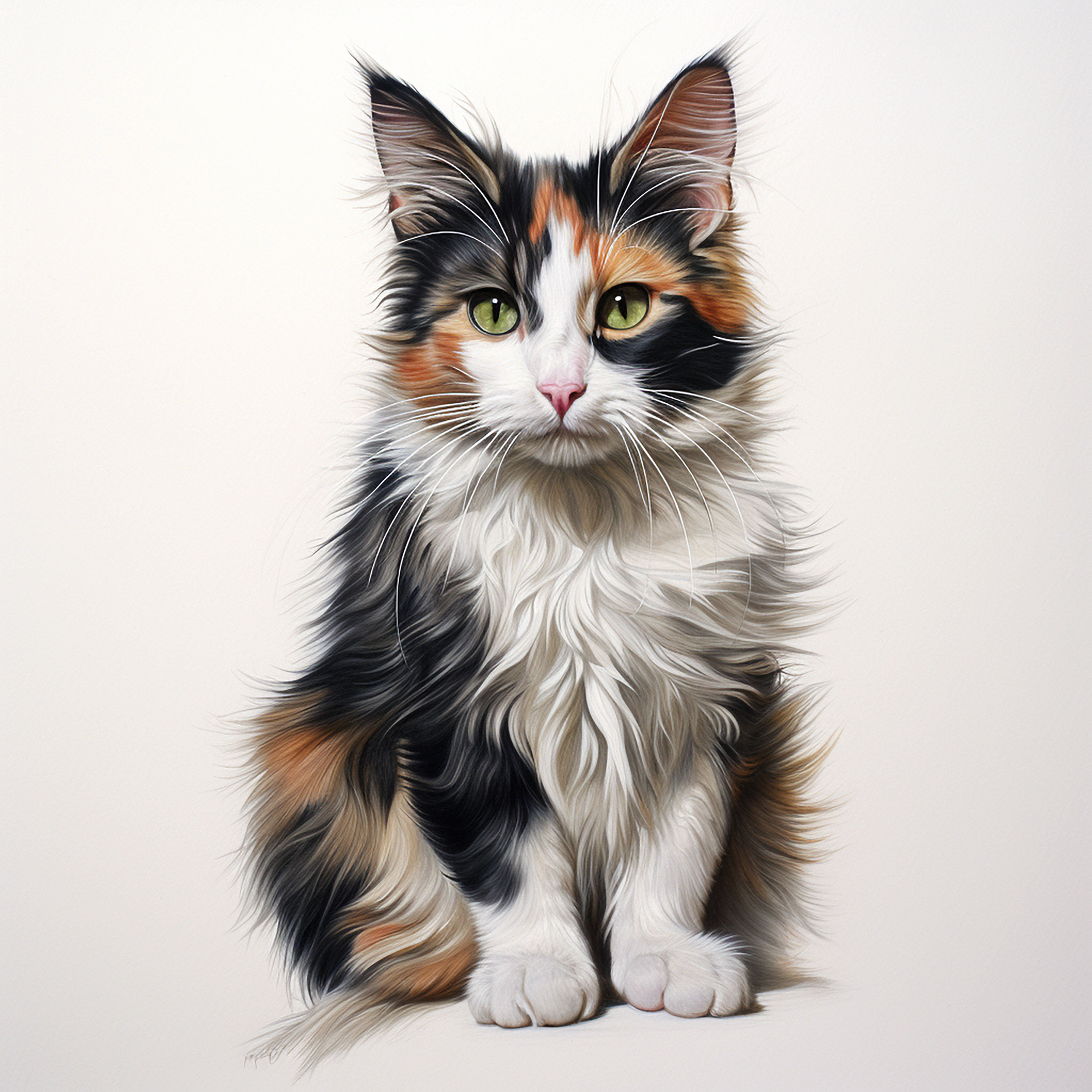 Calico Cat Clip Art, Printable Realistic Cat Instant Download for ...