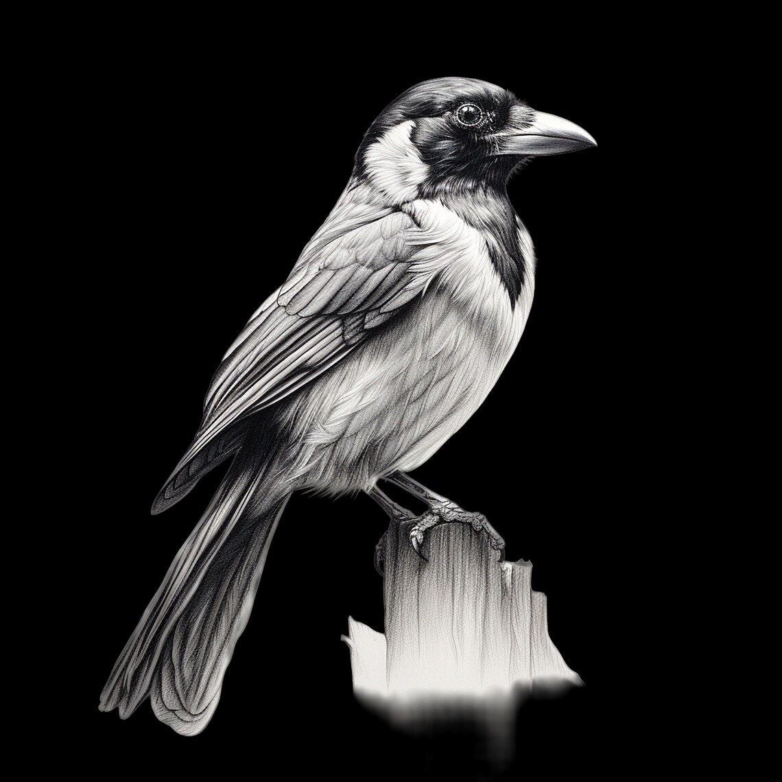 Magpie Illustration: Realistic Bird Clipart Design (digital Download ...