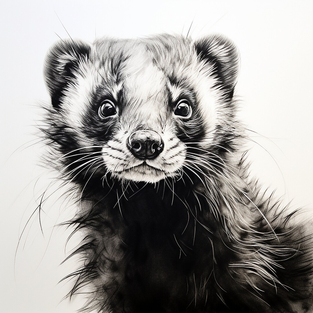 FERRET - Polecat Fine Line Wildlife Animal Clip Art for INSTANT ...