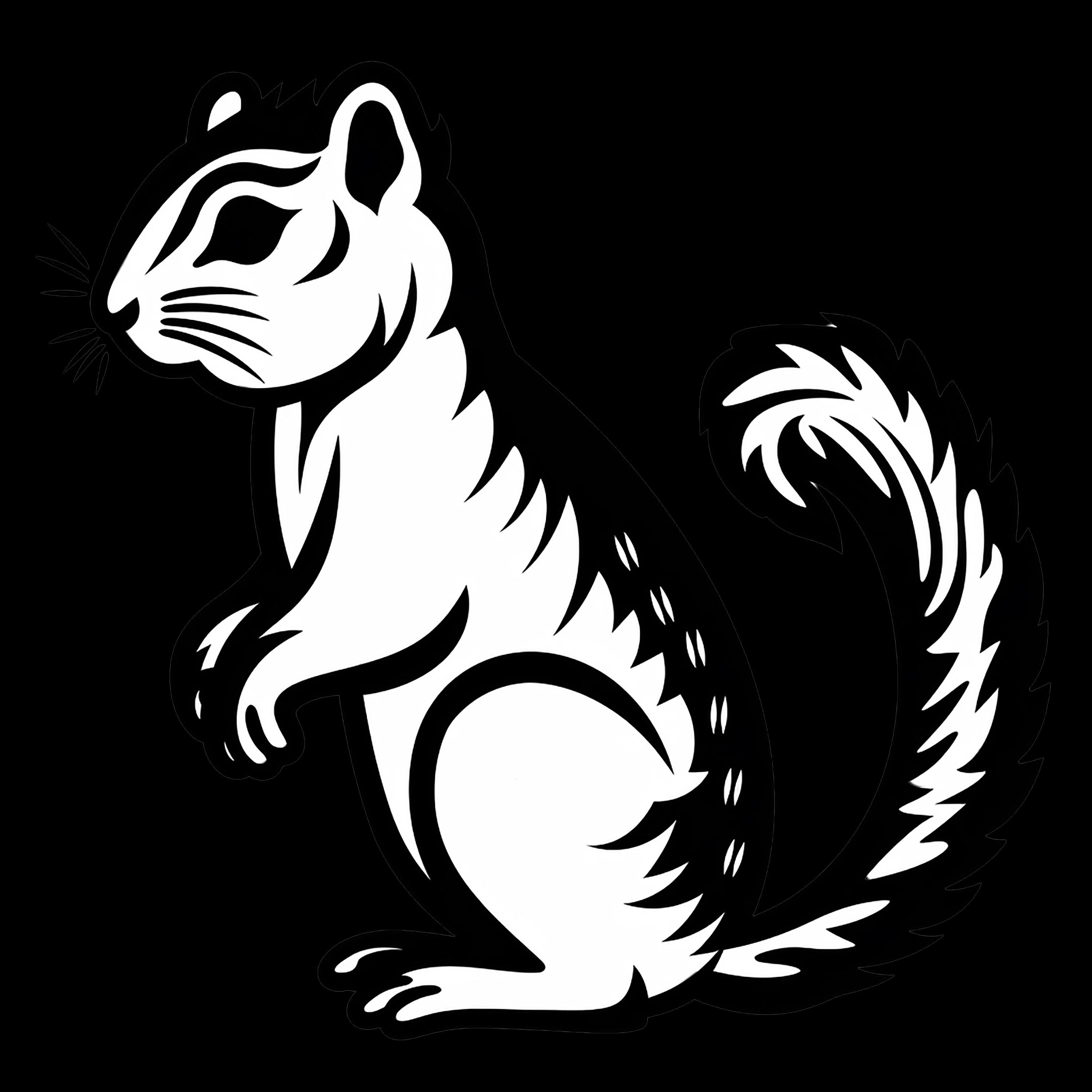 Squirrel Clip Art: Black Line Stencil, Wildlife Design (digital ...