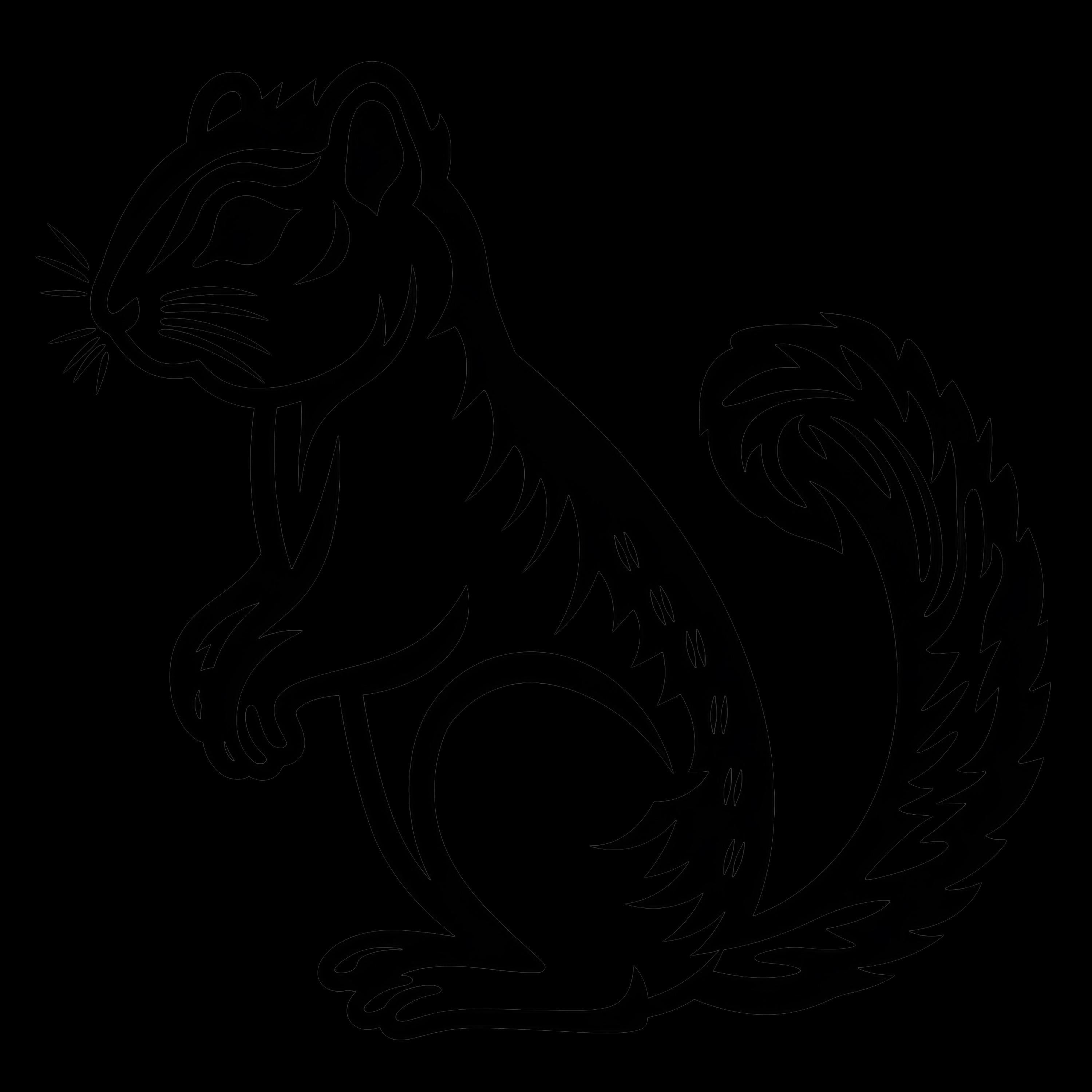 Squirrel Clip Art: Black Line Stencil, Wildlife Design (digital ...