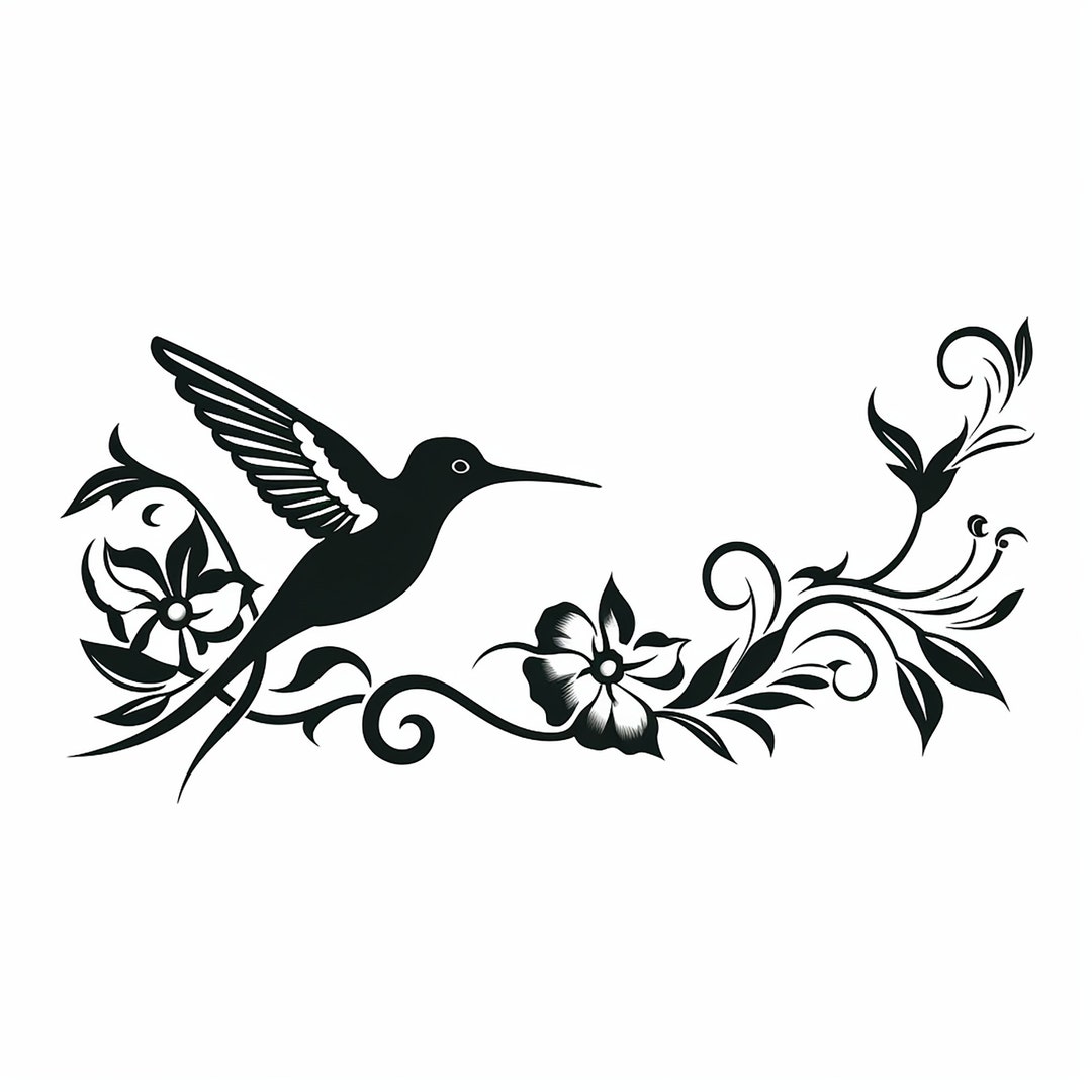 Hummingbird Flourish Clip Art: Floral Bird Border (digital Download) - Etsy